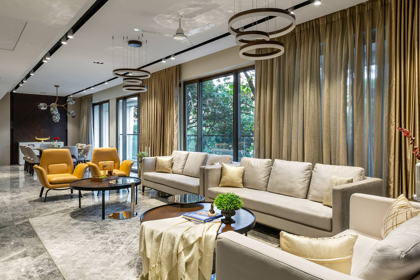 Plain False Ceiling Design With Designer Ceiling Lights | Livspace