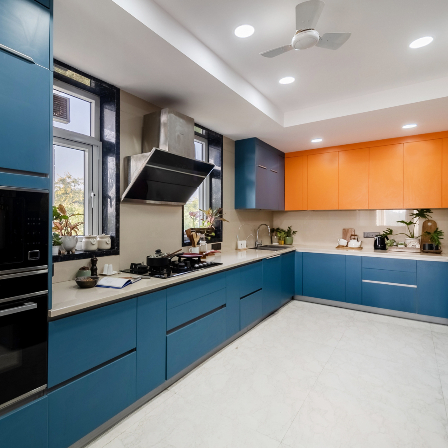 White Kitchen Tiles Design With A Glossy Finish | Livspace