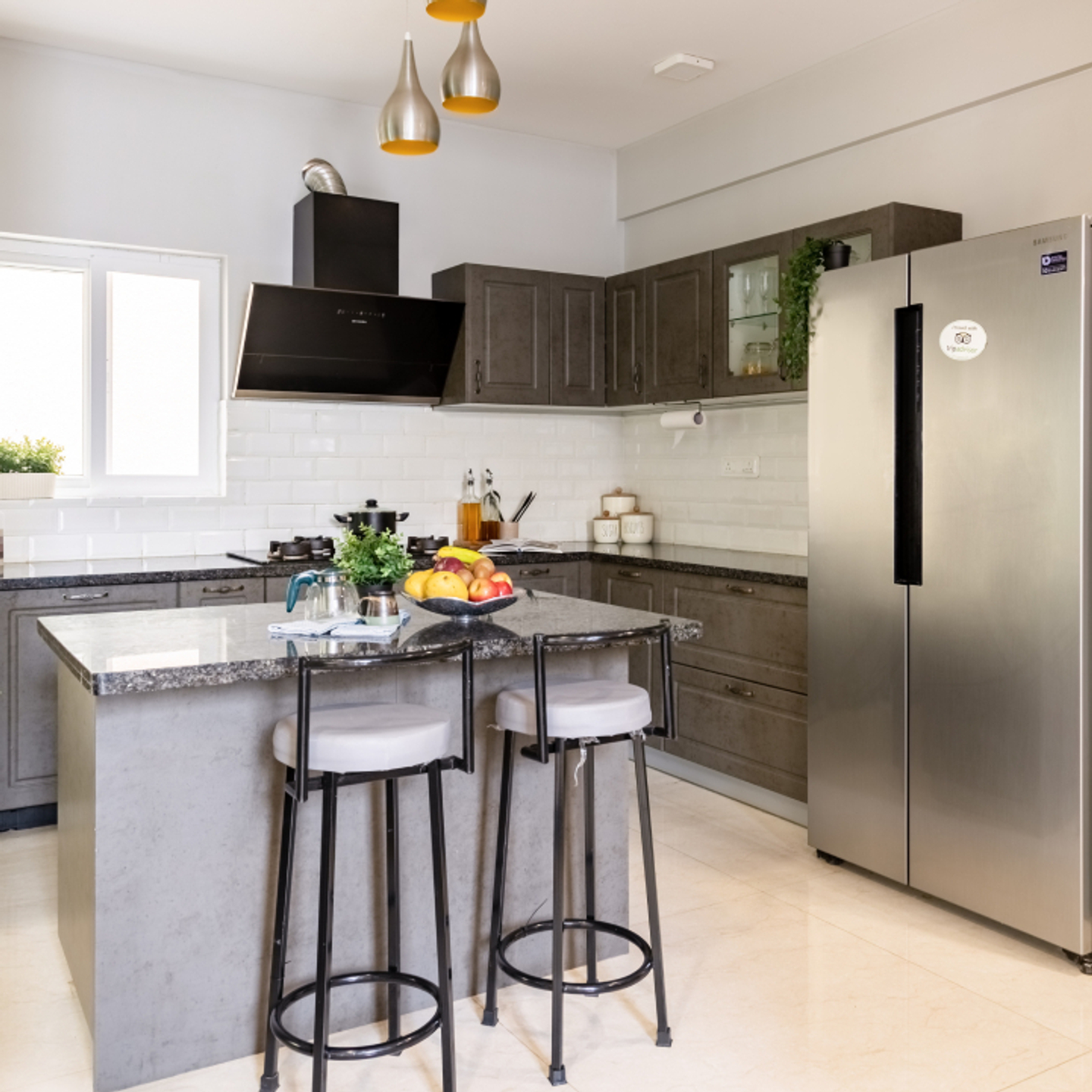 White UPVC Kitchen Window Design | Livspace