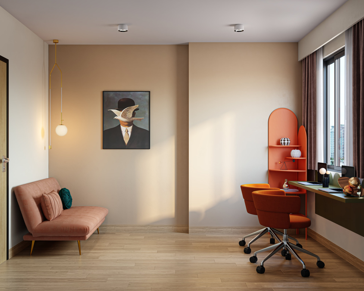 Modern Study Room Design With Green Wall | Livspace