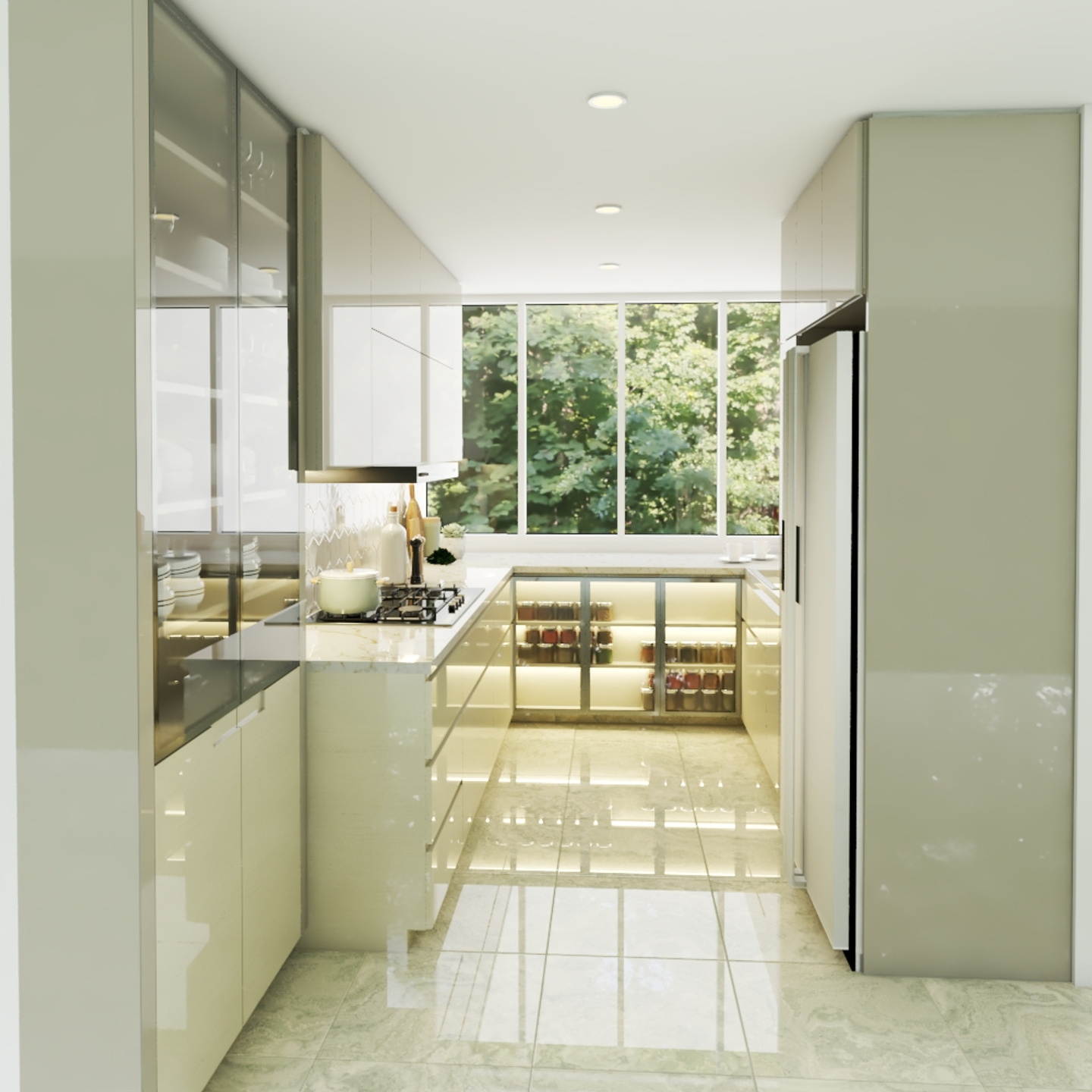 Compact Parallel White Kitchen Design | Livspace Compact Parallel White Kitchen Design | Livspace