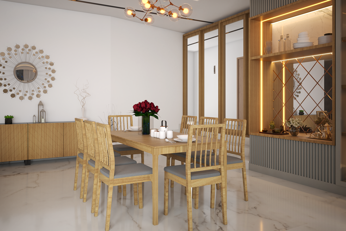 Luxurious Dining Hall Design With Contemporary Interiors | Livspace