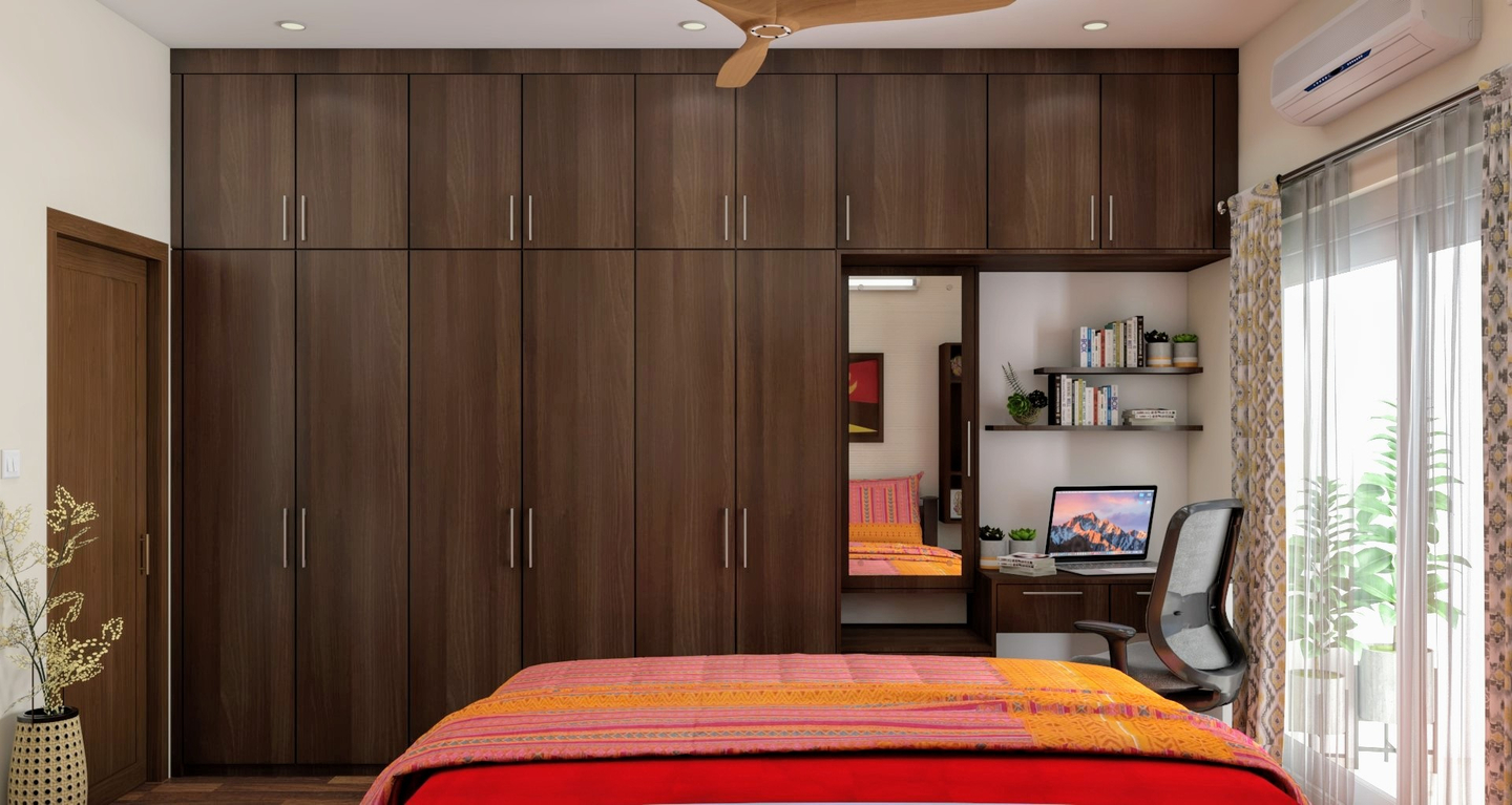 Indian Traditional Multi-Functional Compact Convenient Bedroom | Livspace