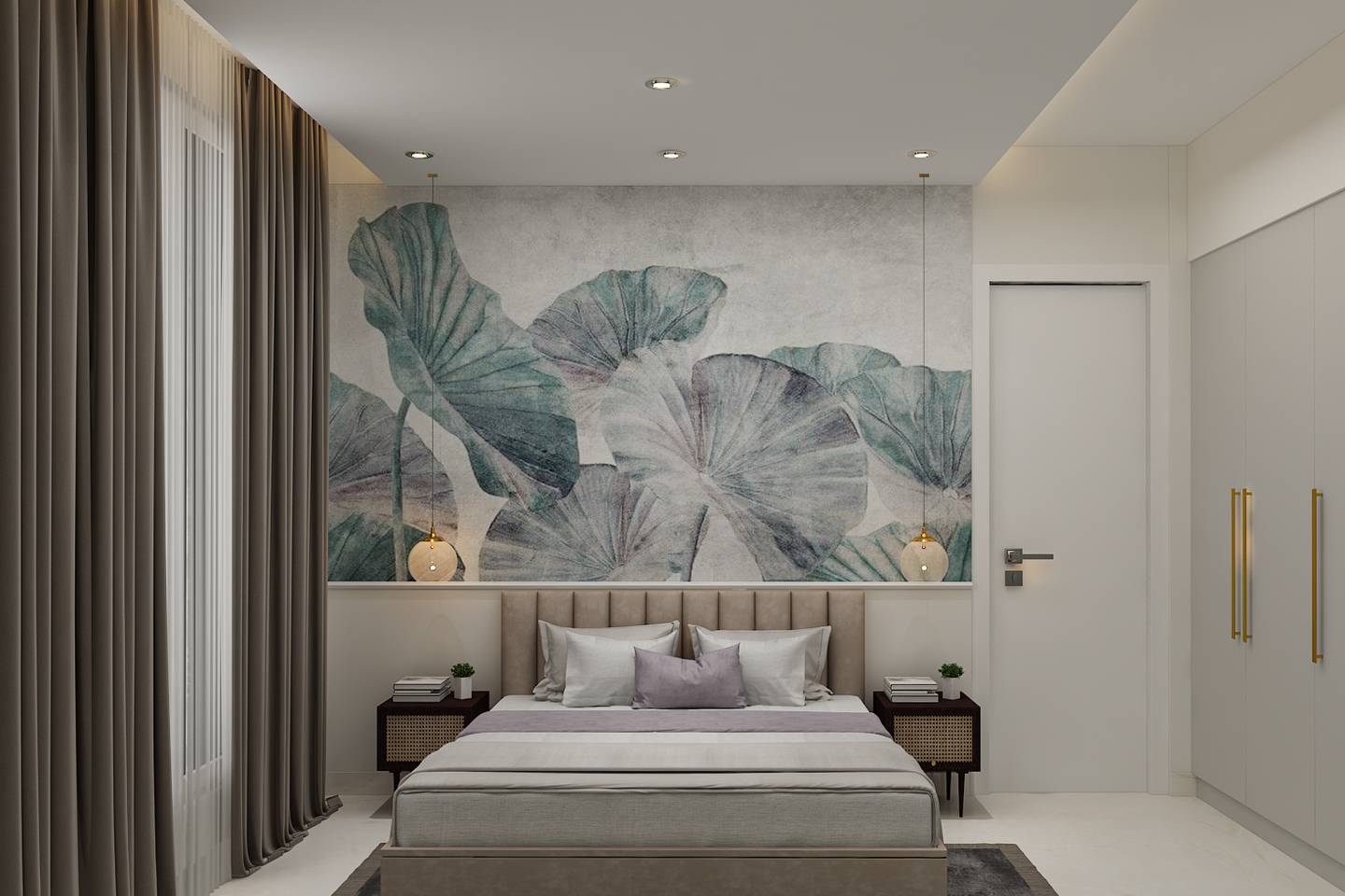 Contemporary Wallpaper Design For Compact Bedrooms | Livspace