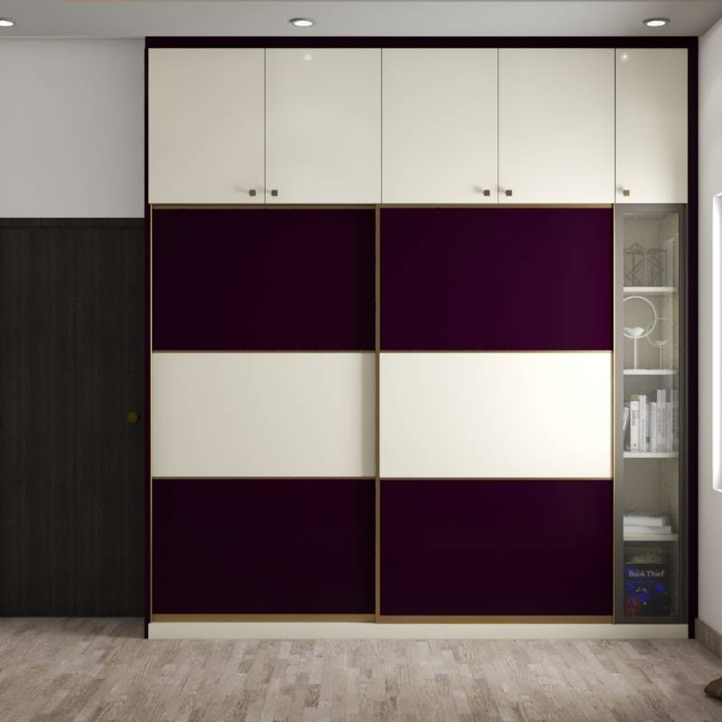 Purple And White Wardrobe Design With A Glossy Finish Livspace