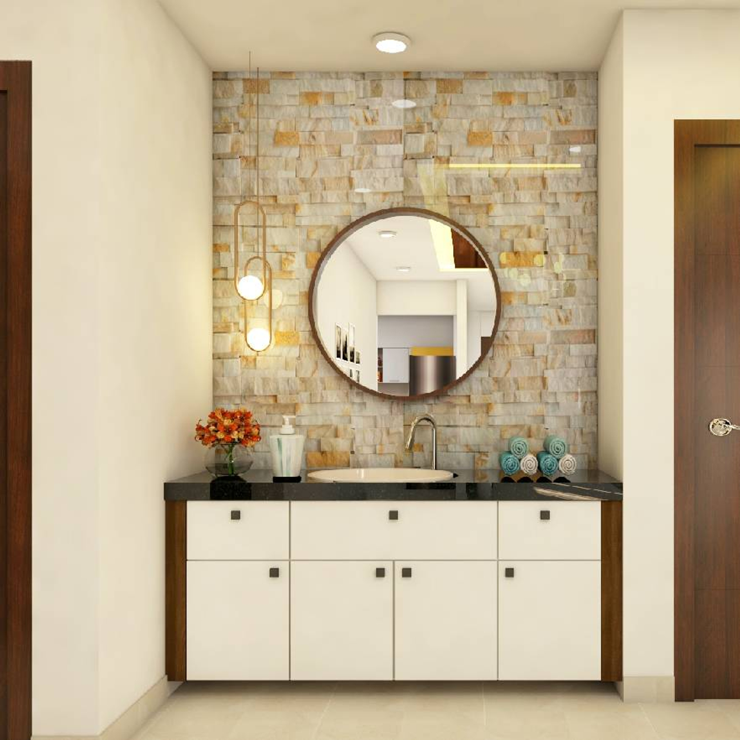 Modern Style Foyer Design With Textured Tiles | Livspace