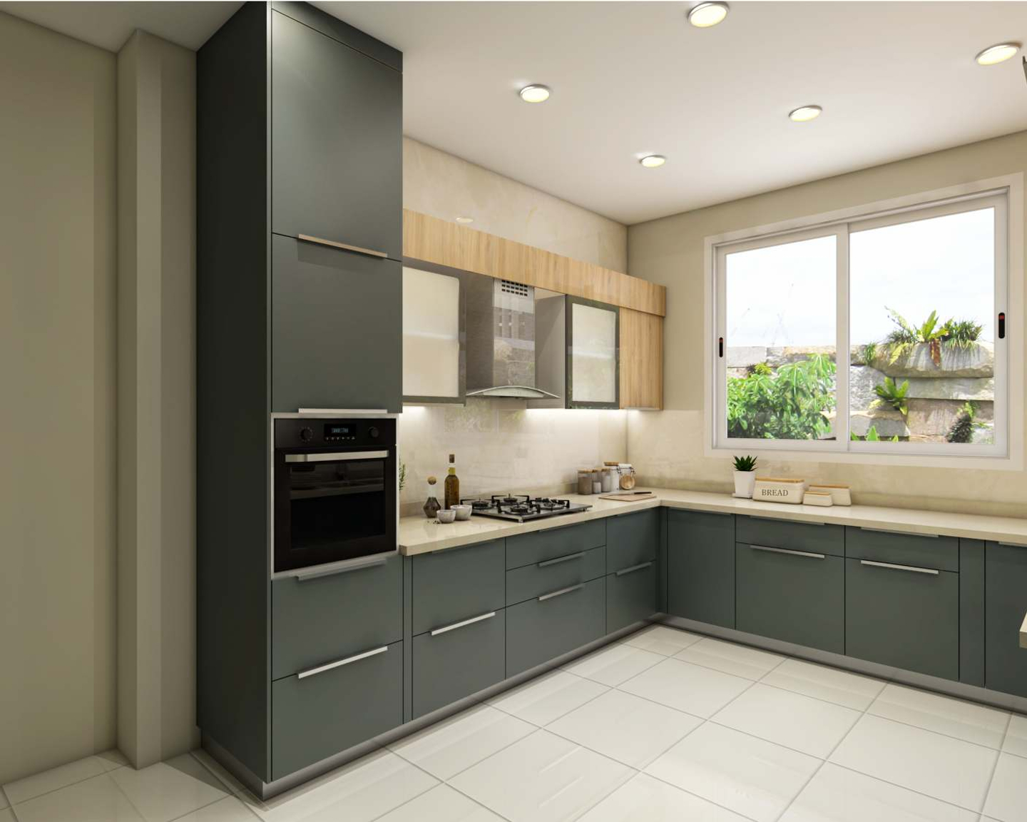 Convenient Contemporary Styled Spacious Kitchen Design | Livspace