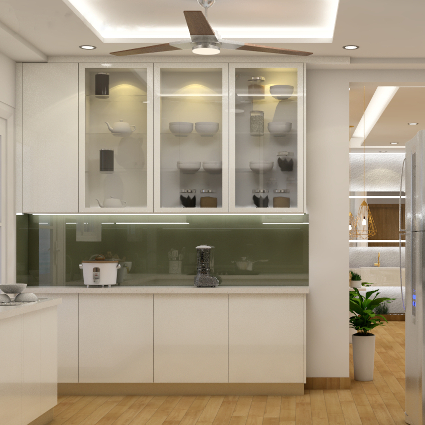 Spacious Modular Kitchen In White | Livspace