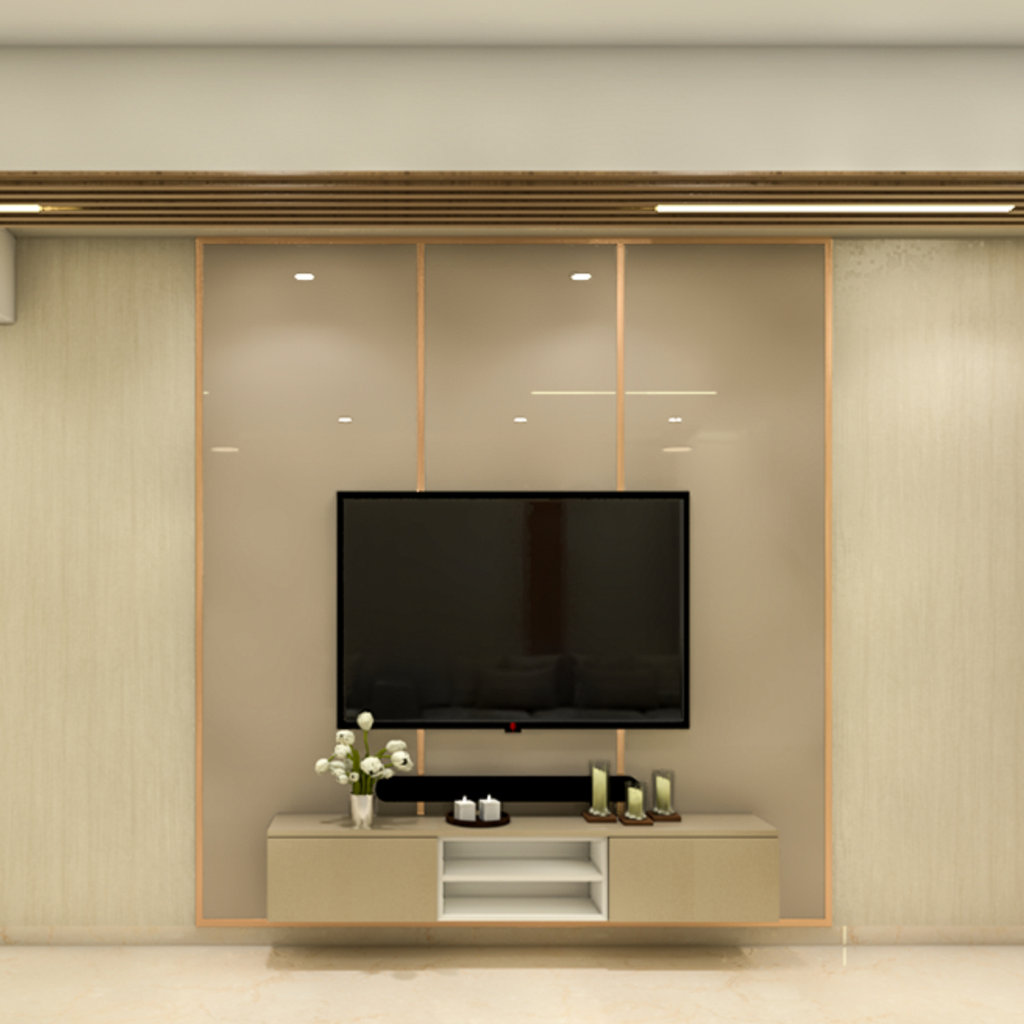 Wall-Mounted Contemporary Compact TV Unit | Livspace