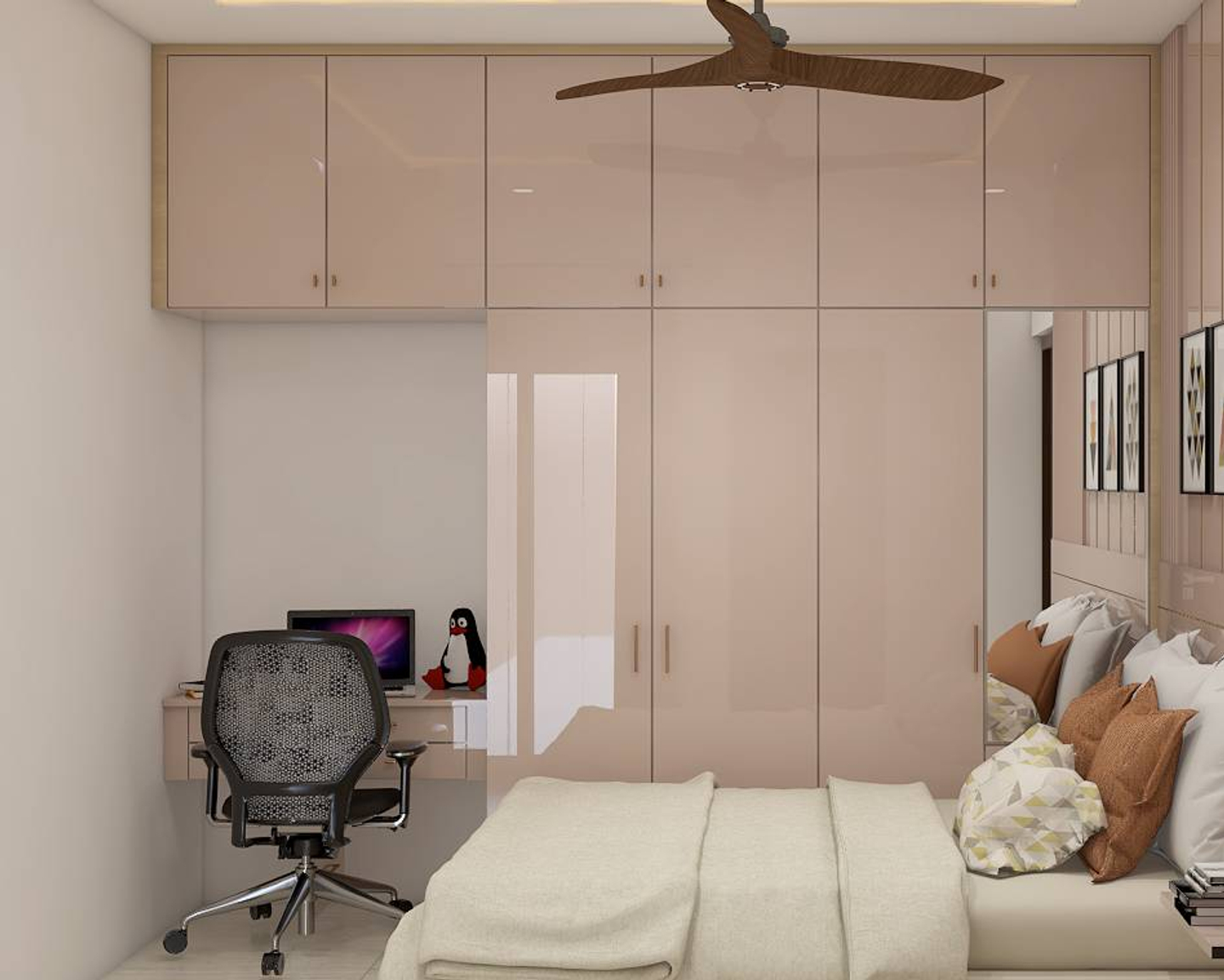 Spacious Wardrobe Design With Mirror | Livspace