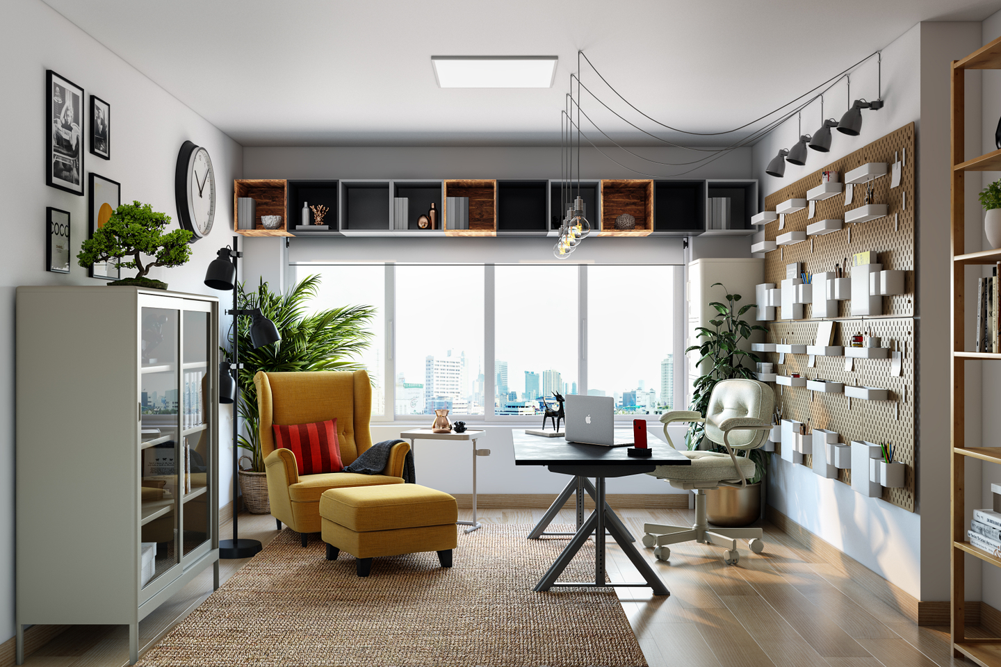 Spacious Eclectic Style Low Maintenance Home Office Design | Livspace