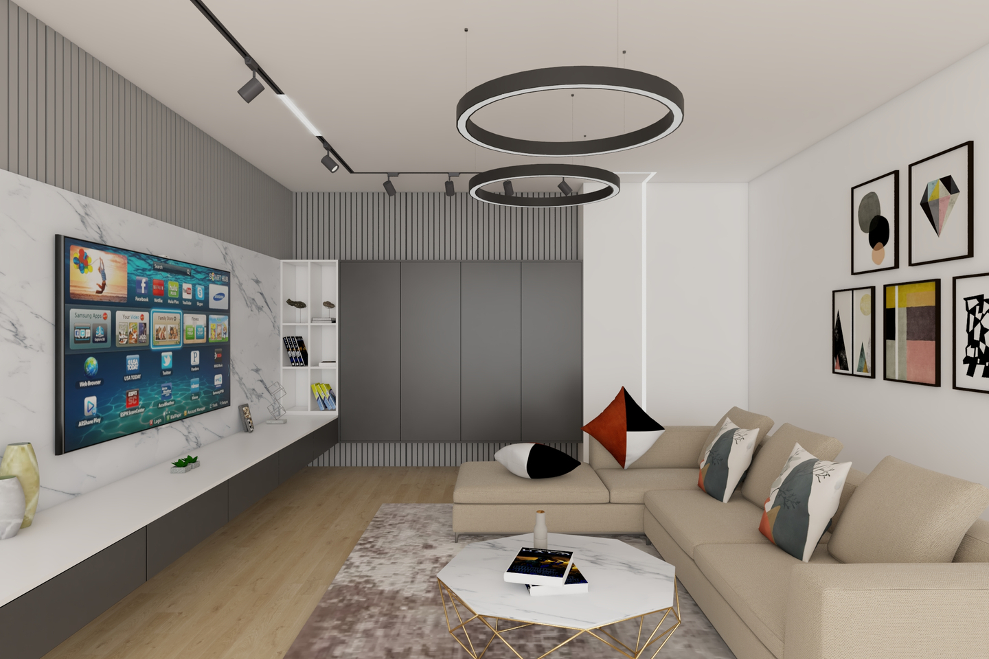 Modern Living Room Design With Spacious Vibrant Interiors | Livspace
