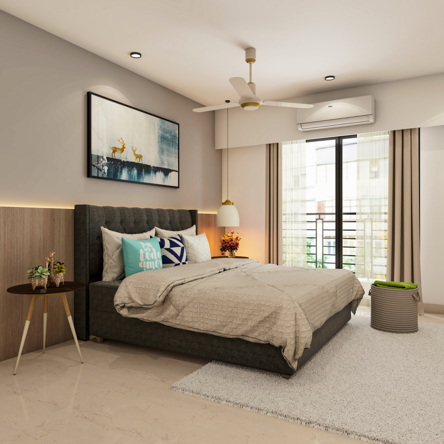 Spacious Master Bedroom Design With Contemporary Interiors | Livspace