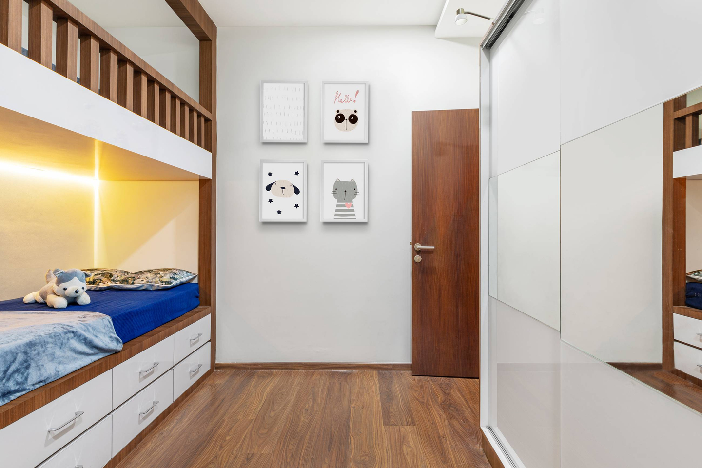 Kids' Room With A Two-Sharing Bed With Inbuilt Storage | Livspace