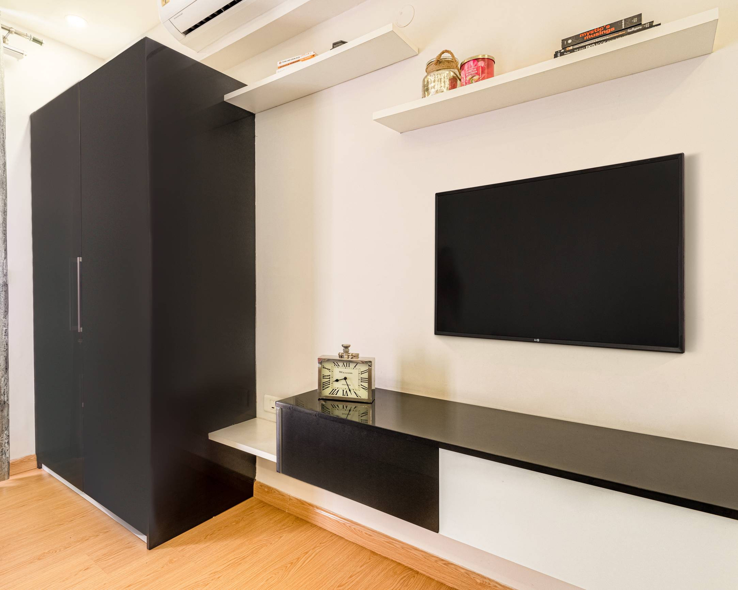 Dual-Toned Laminate TV Unit Design | Livspace