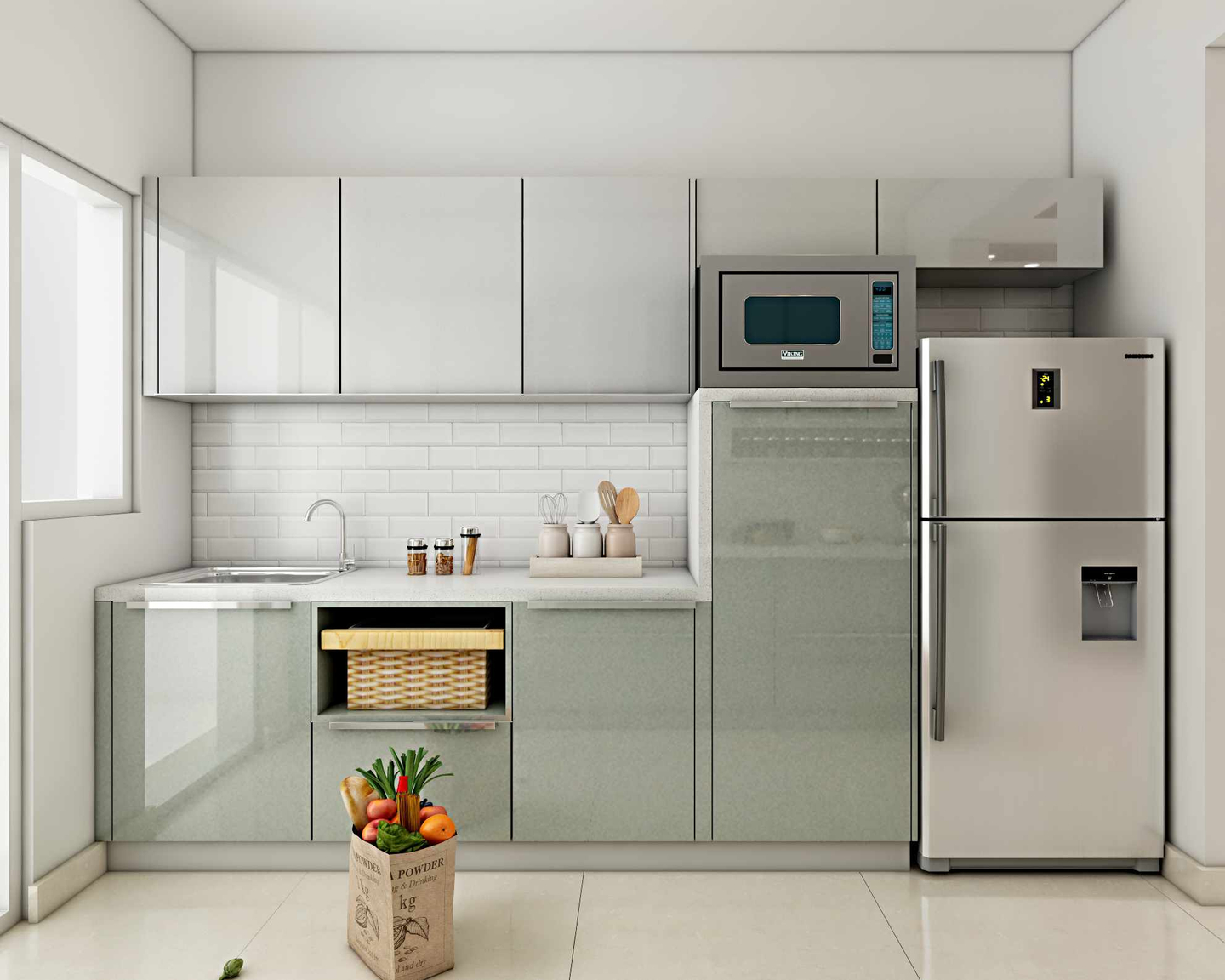 Modern Indian Straight Kitchen Design | Livspace