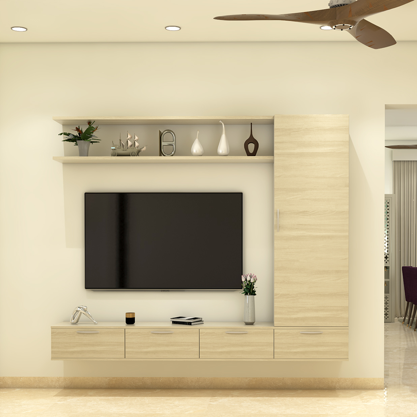 42-Inch Wall-Mounted TV Unit Design | Livspace