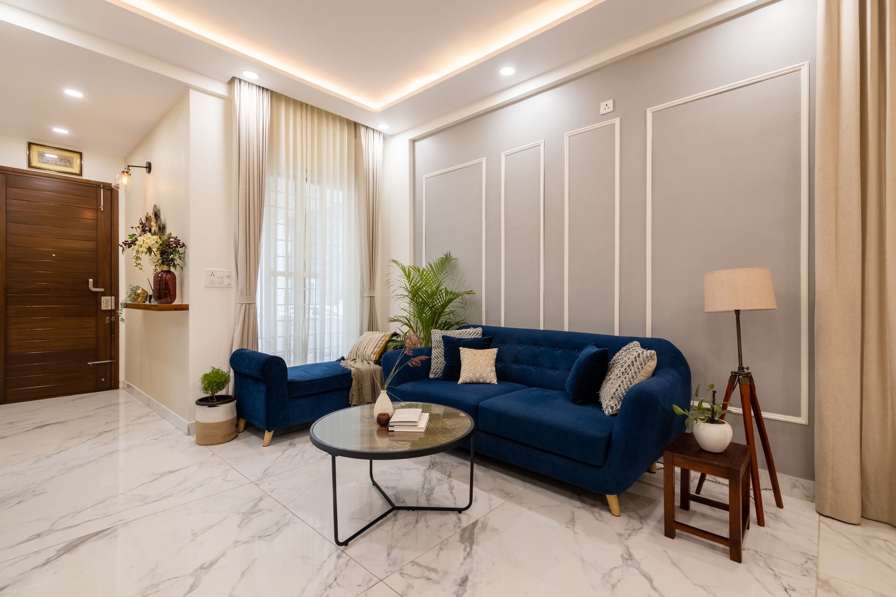 Peripheral False Ceiling Design With Cove Lights | Livspace