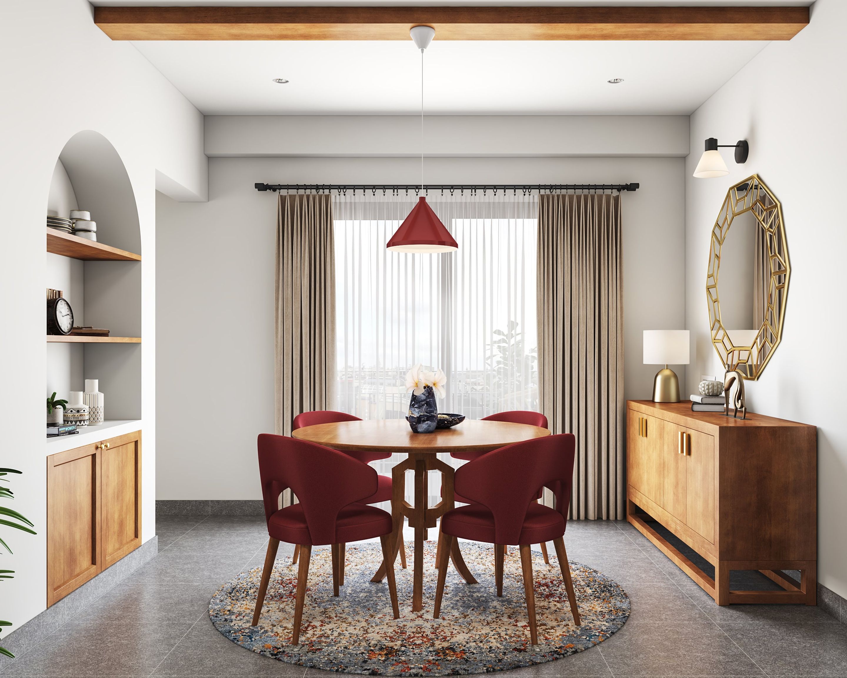Dining Room With Wooden Details | Livspace