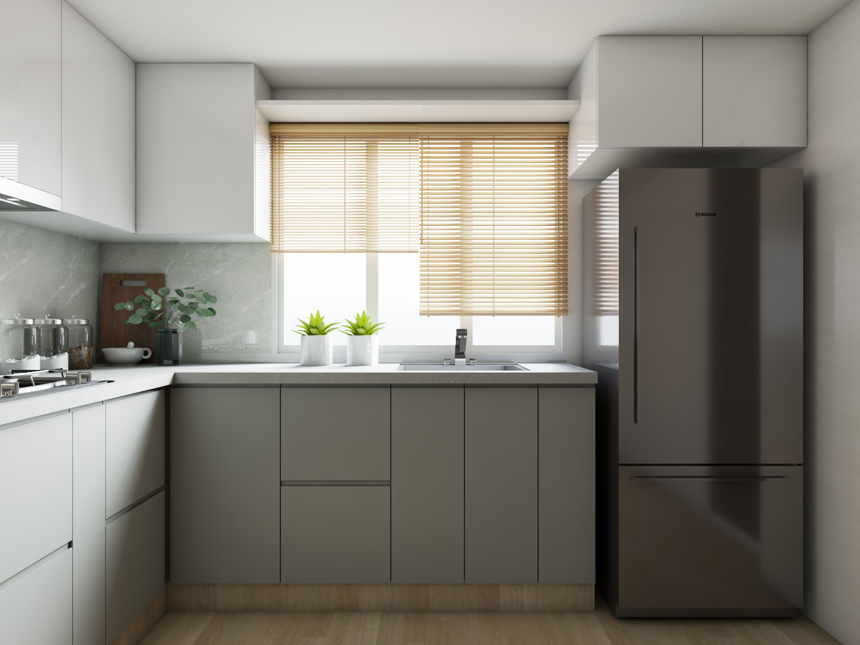 Compact Modular Kitchen With Built-in Appliances | Livspace