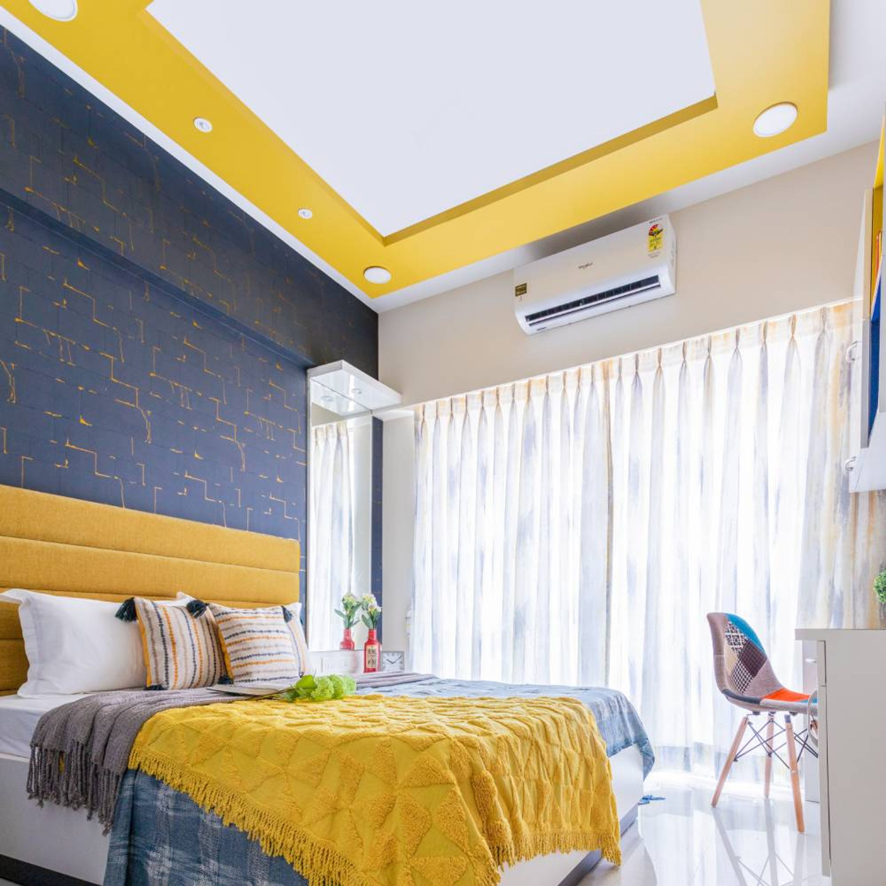 Bright False Ceiling Design With Inverted Cove Lighting | Livspace
