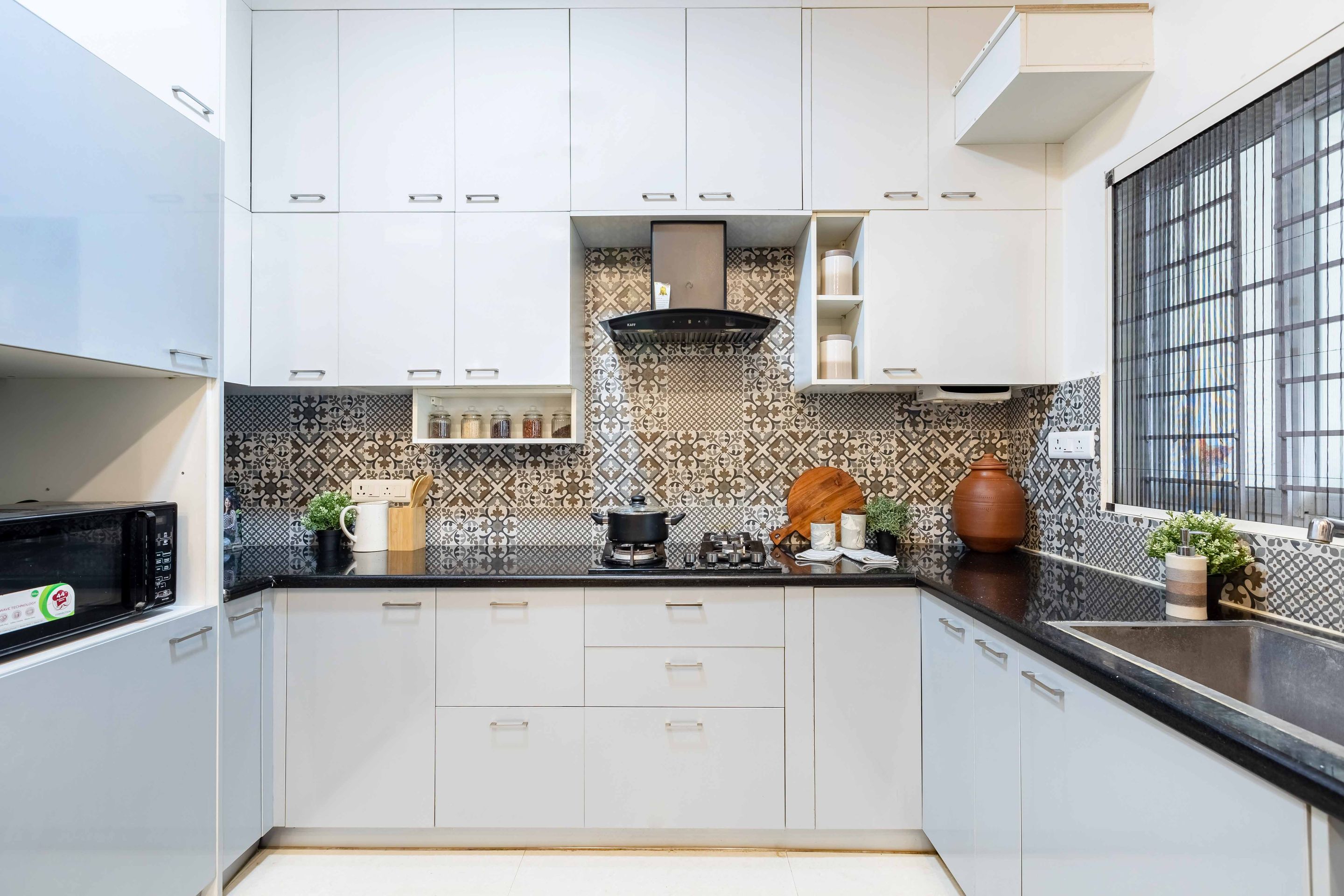 Brown Ceramic Grid Kitchen Tilles In Matte Finish | Livspace