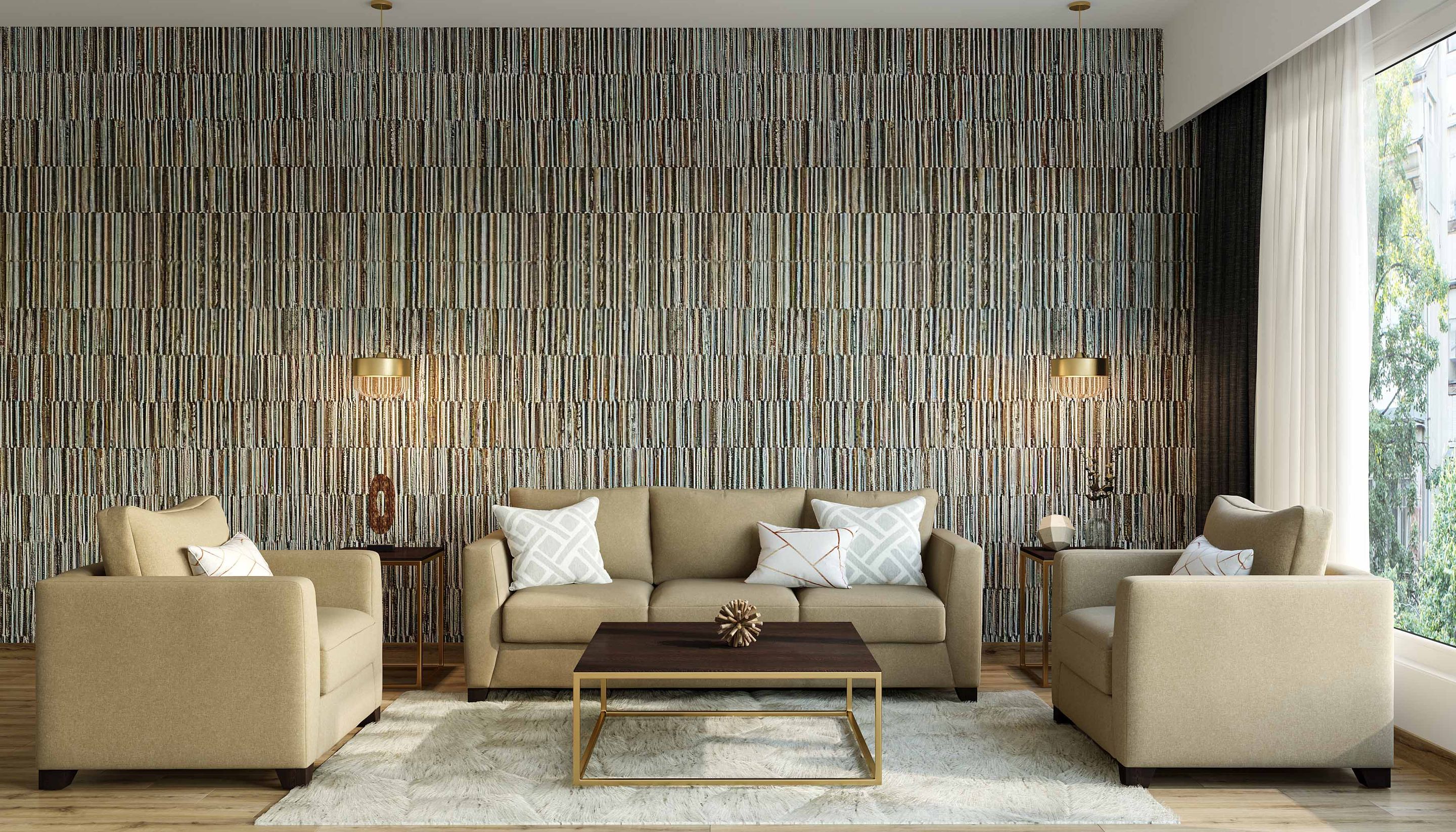Striped Wallpaper Design For Living Rooms | Livspace