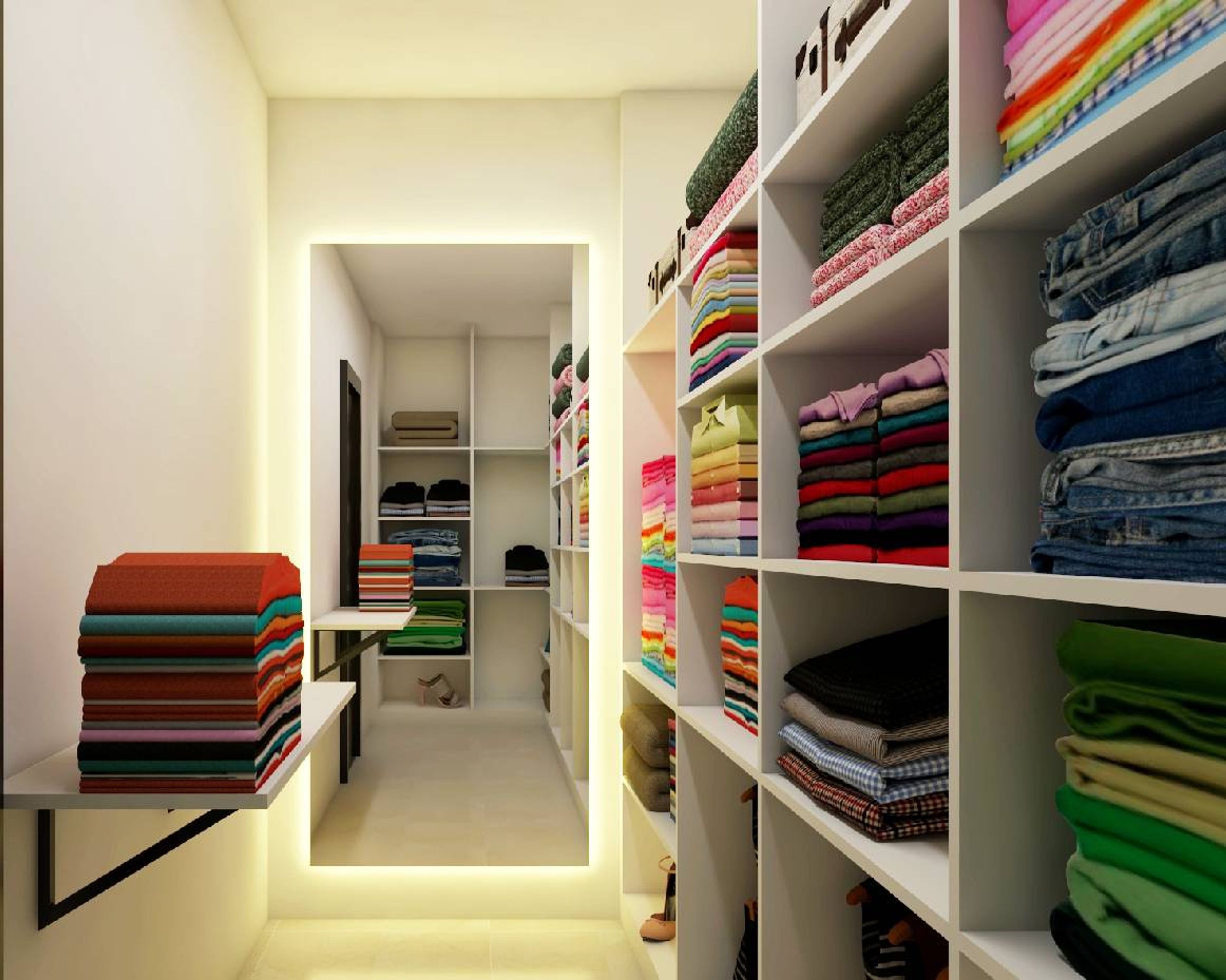 L-Shaped Wardrobe Design With Cove Lighting | Livspace