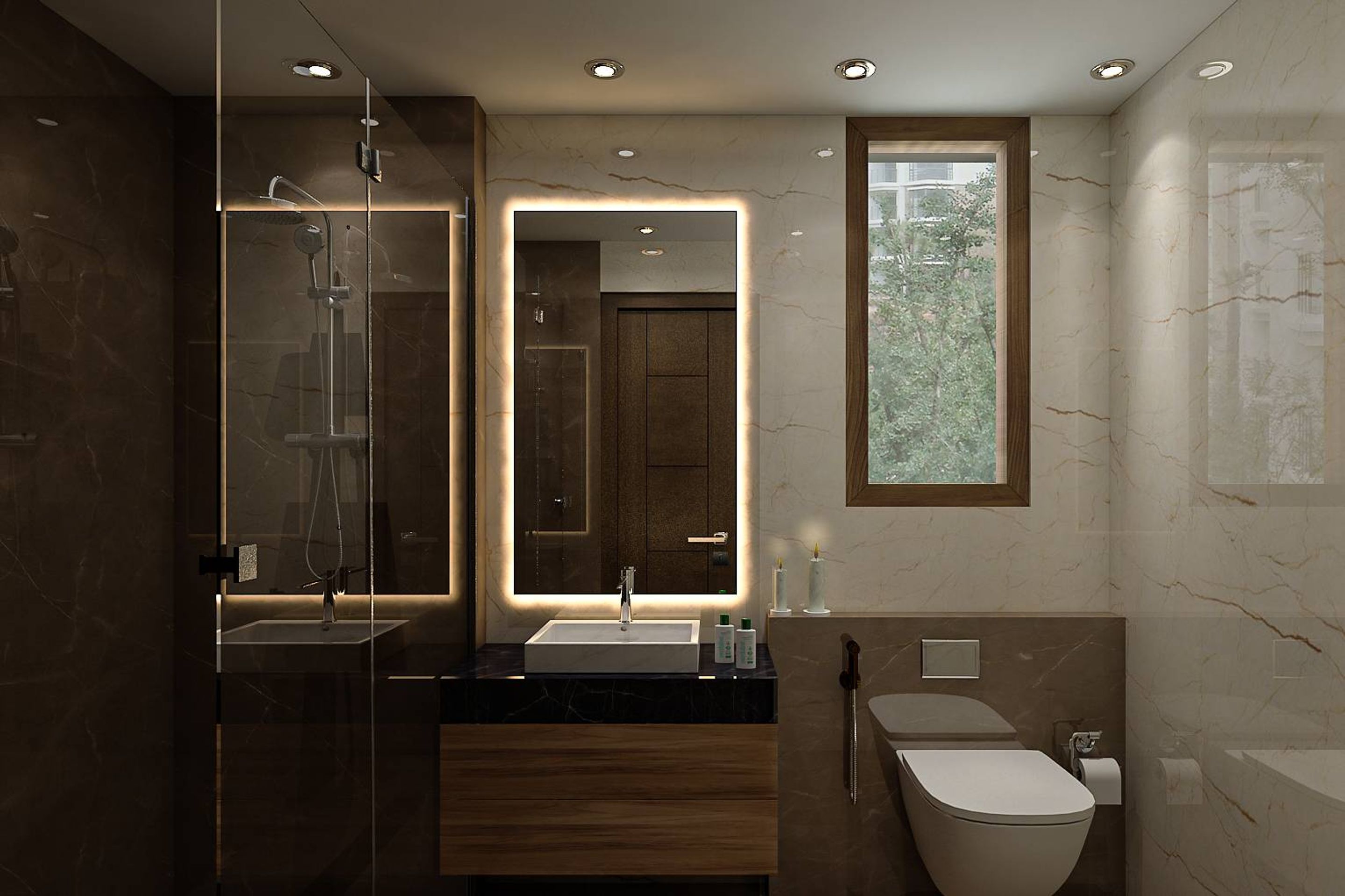 Low Maintenance Contemporary Styled Compact Sized Bathroom Design ...
