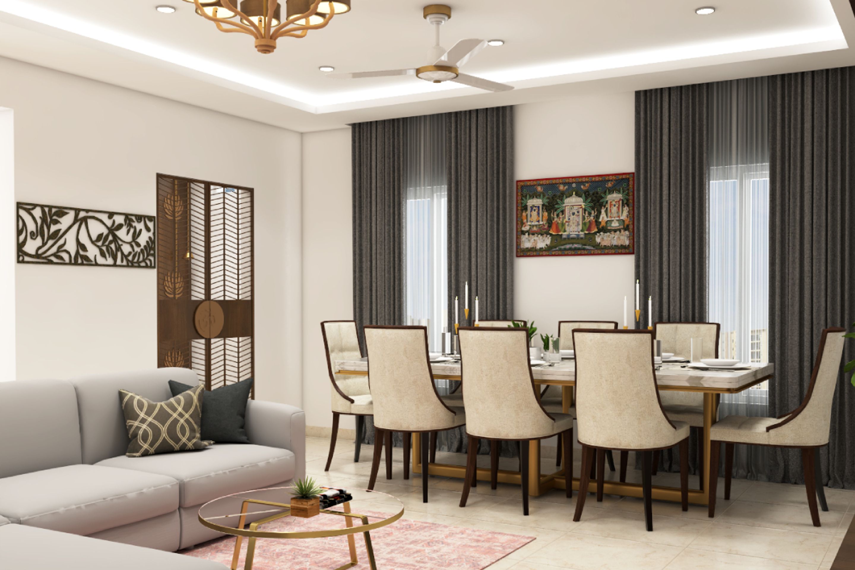 Spacious Modern Style Dining Room Design | Livspace