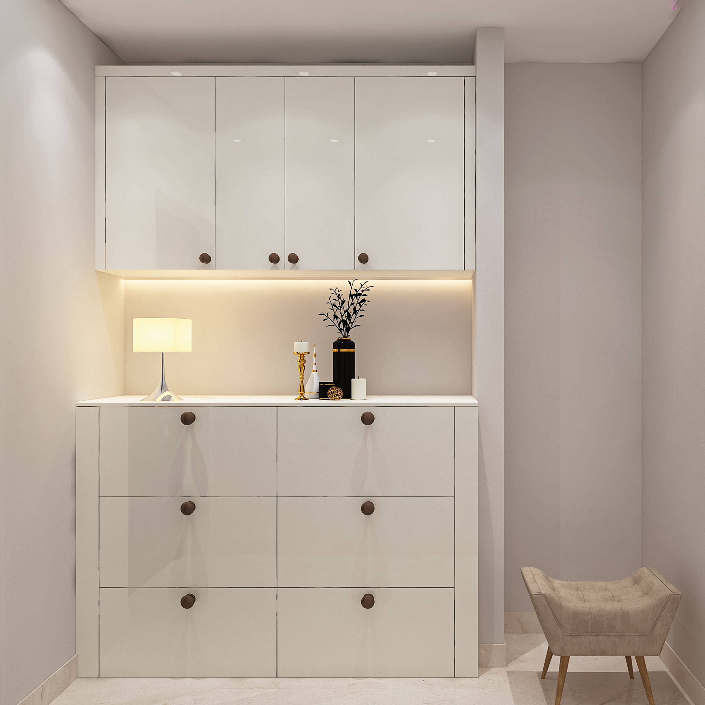Storage Contemporary Styled Compact Foyer Design| Livspace