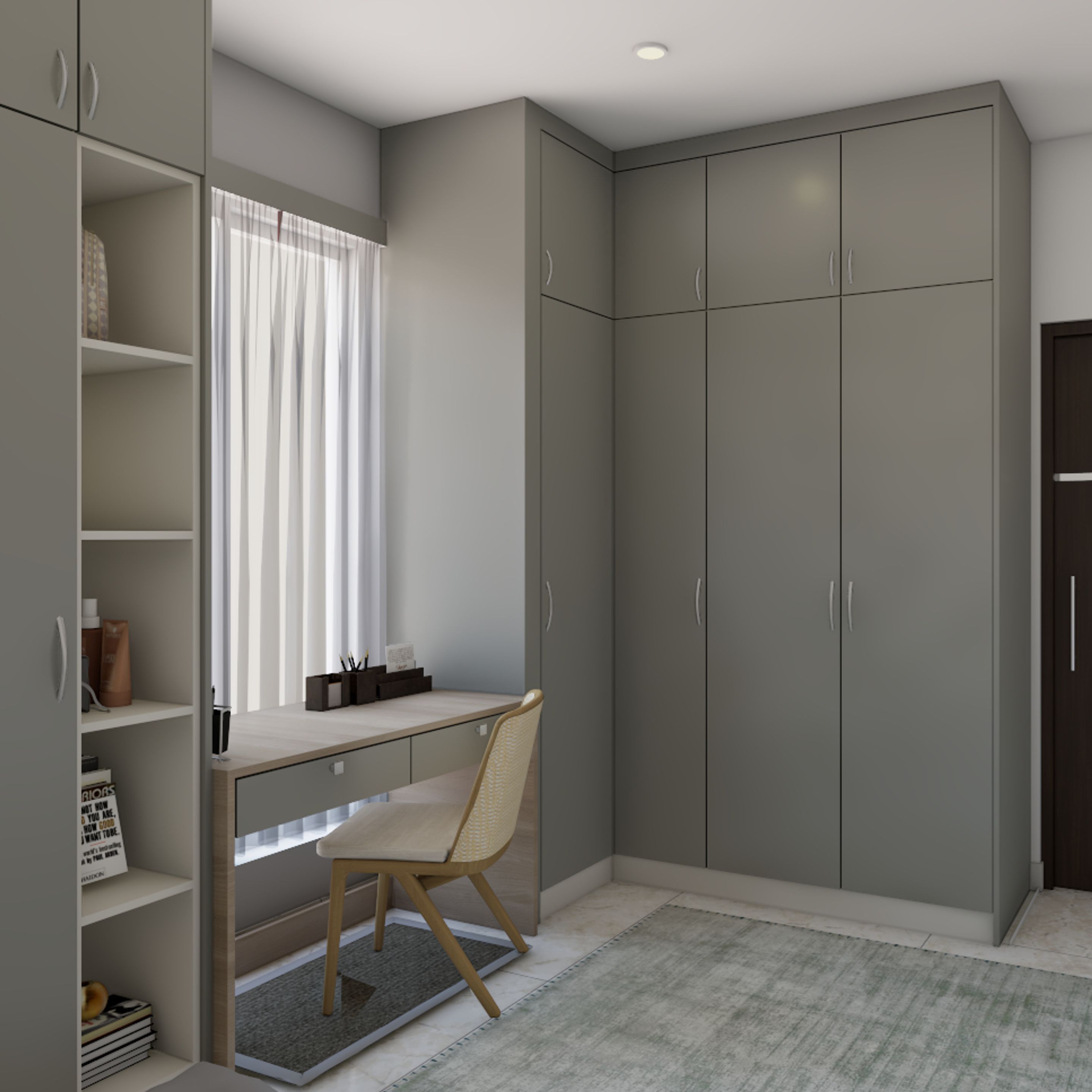 Modern Grey-Themed Home Office Design | Livspace