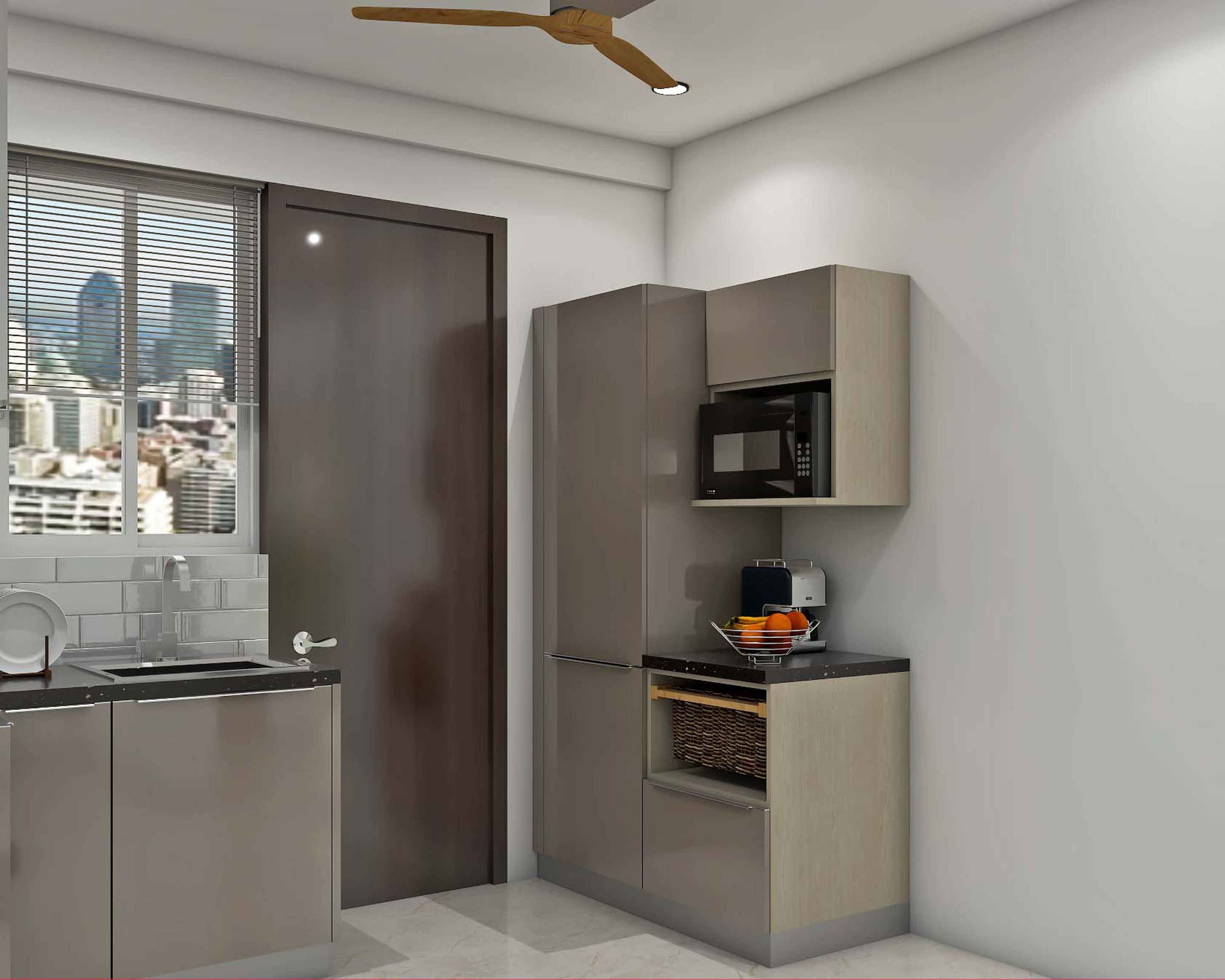 Compact Maximum Storage Contemporary Style Kitchen Design | Livspace