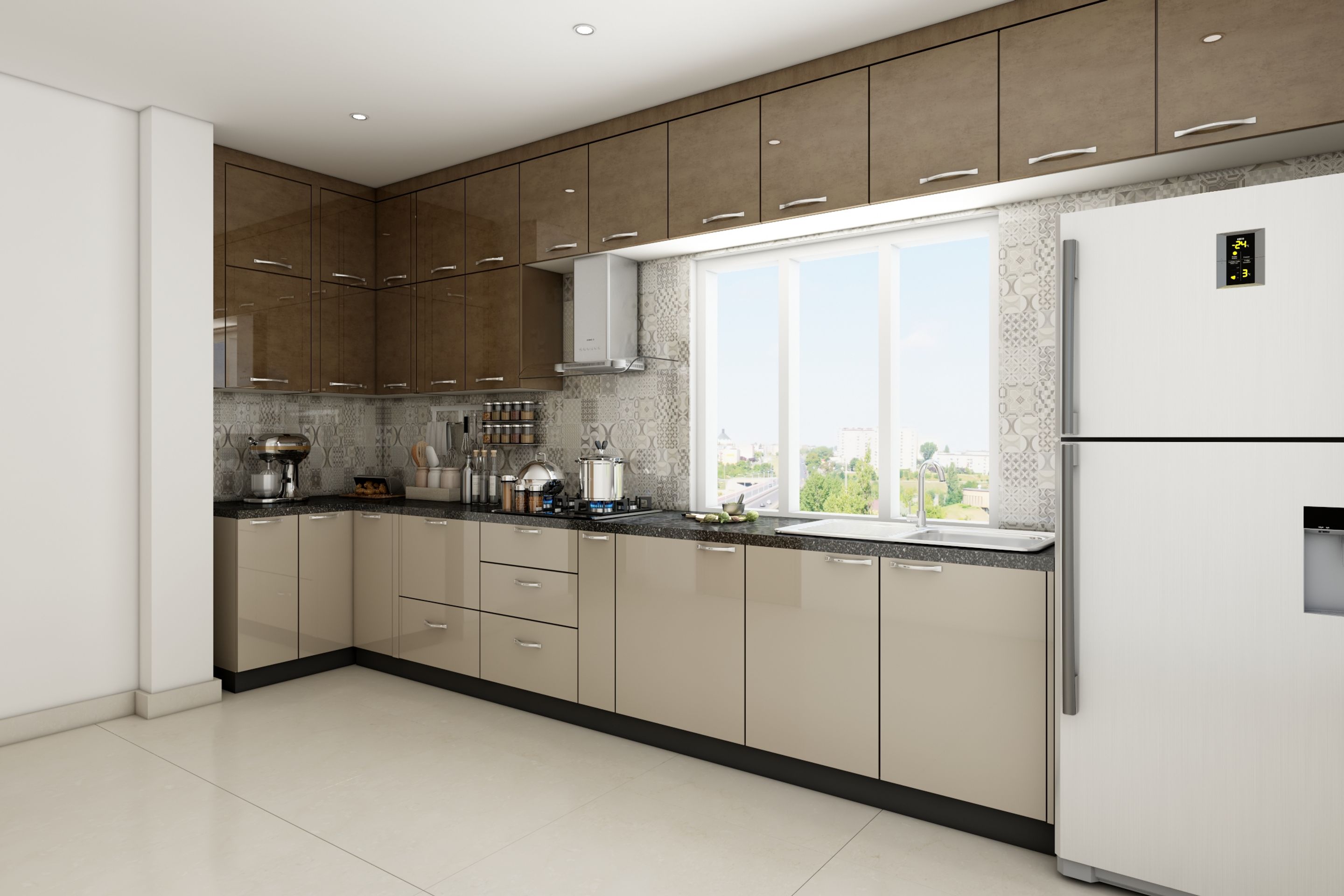 Modern Spacious L-Shaped Kitchen Design Idea | Livspace