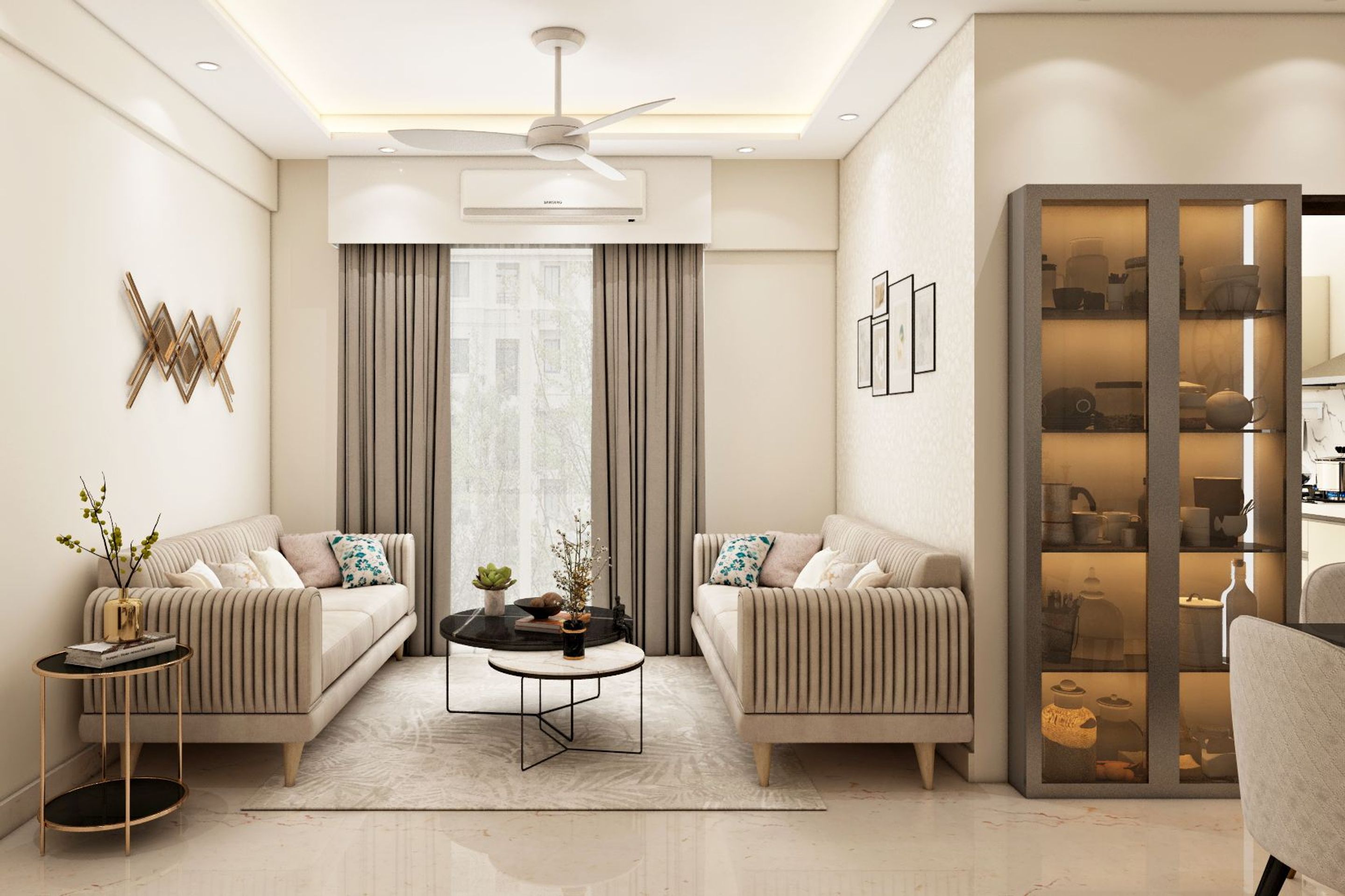 Spacious Living Room Design With Nesting Table | Livspace