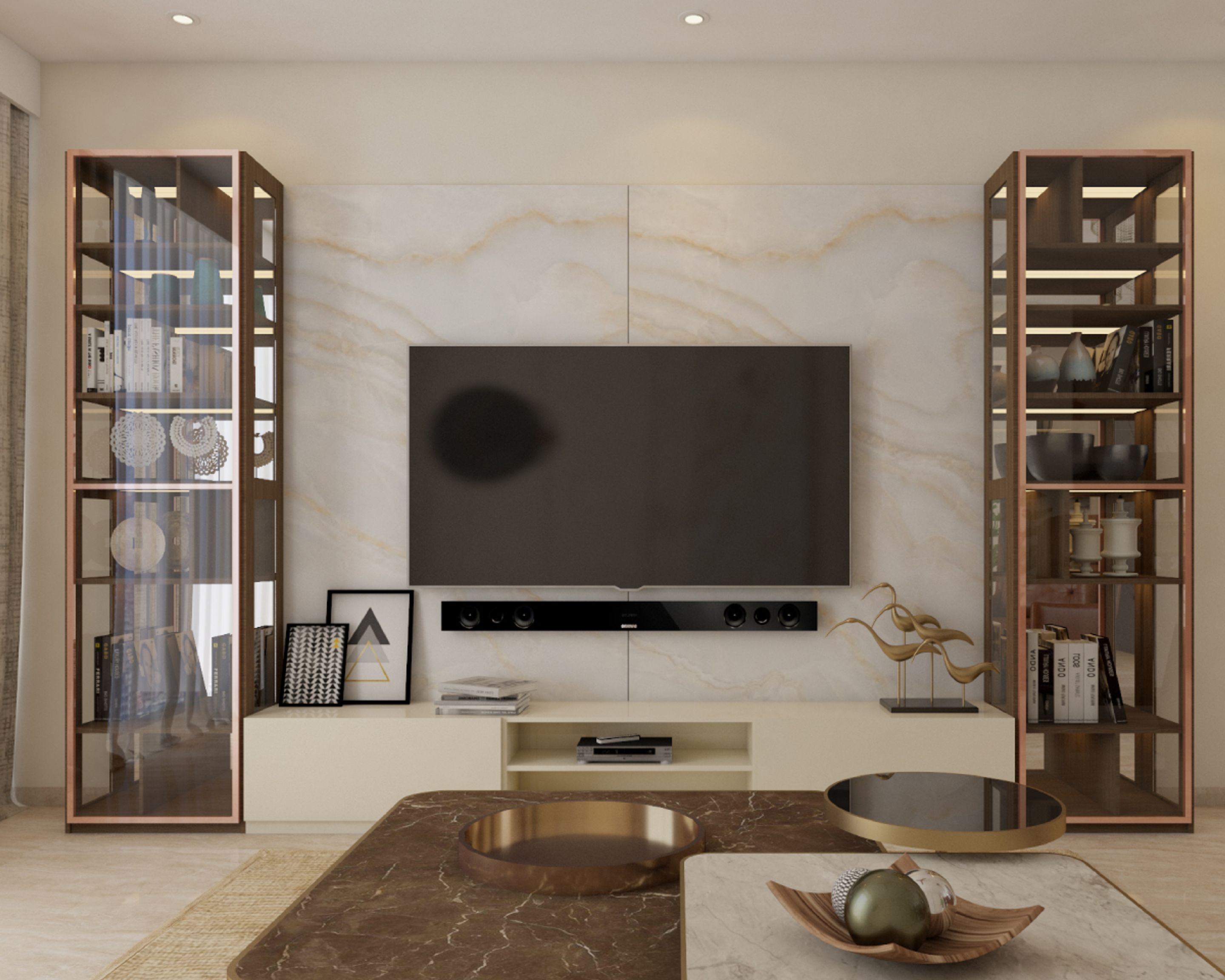 Contemporary TV Unit Design With Storage Space | Livspace