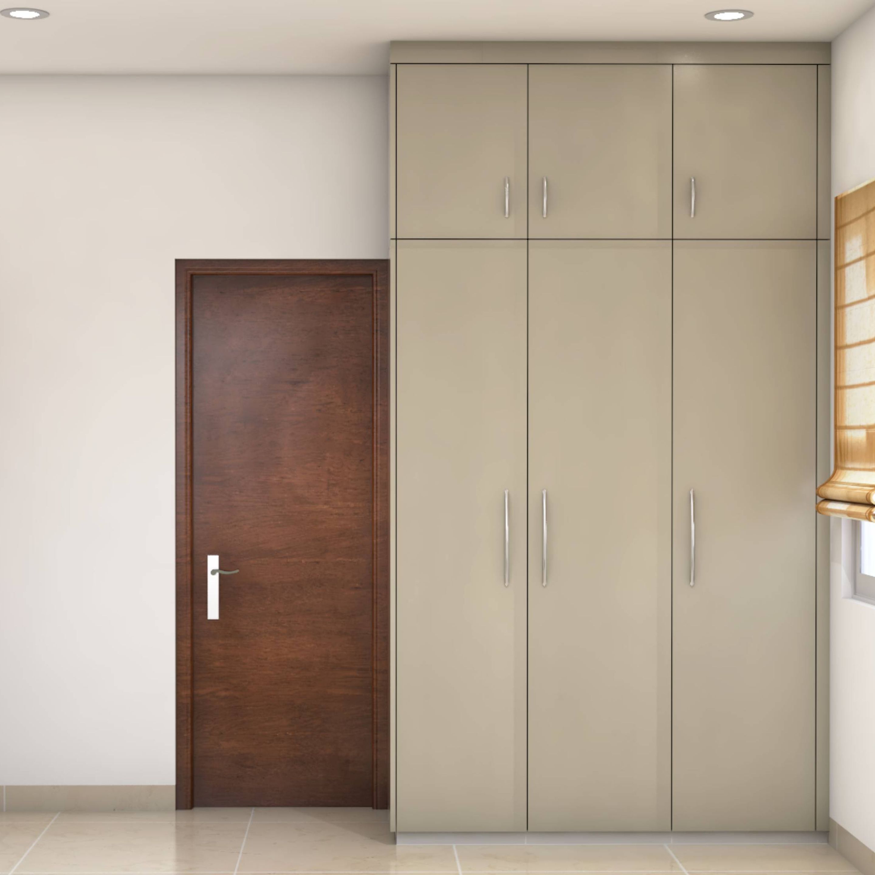 Modern Compact Wardrobe With Beige Lofts | Livspace