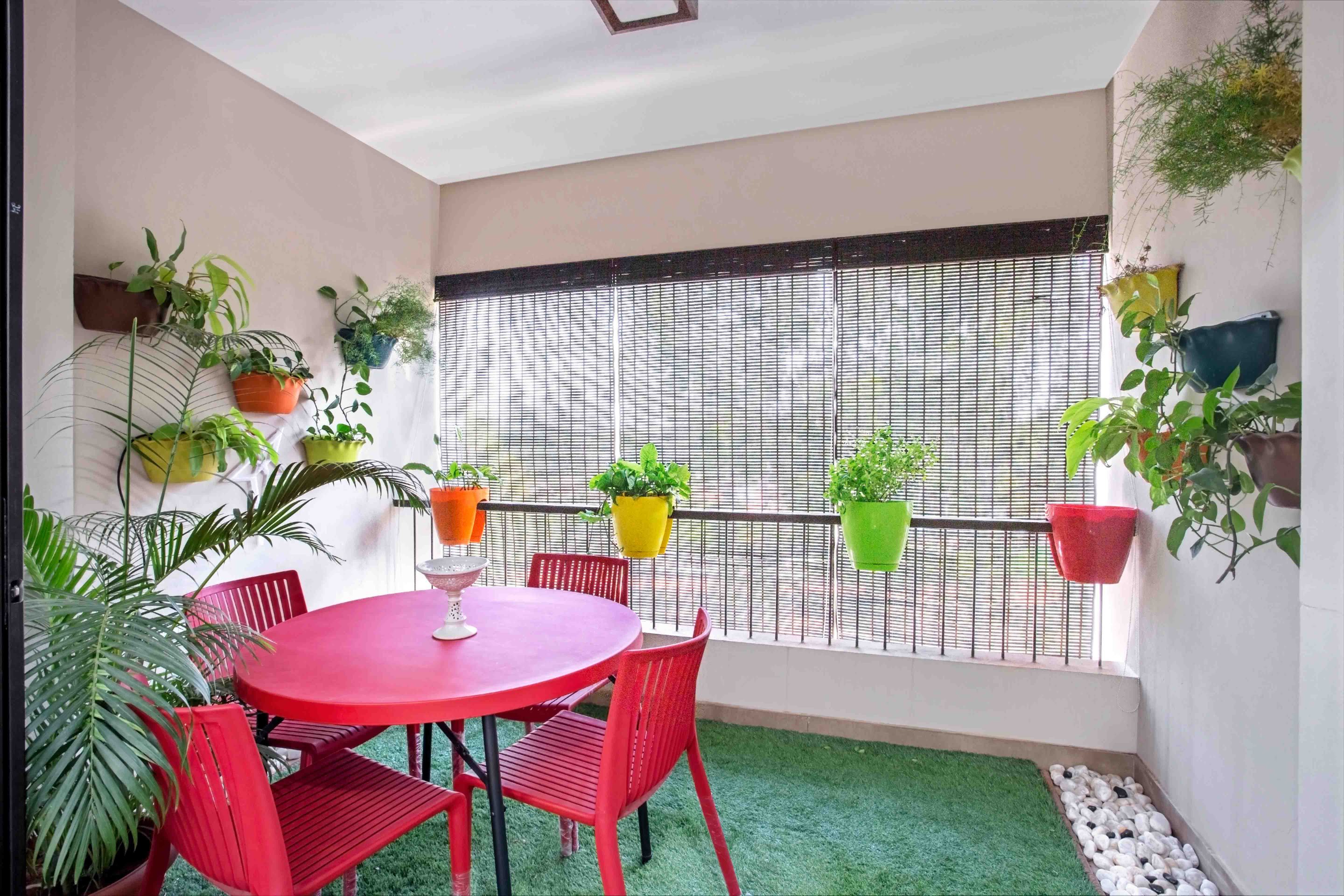 Stylish Contemporary Balcony Design with Beige Accent Wall and Red 4 ...
