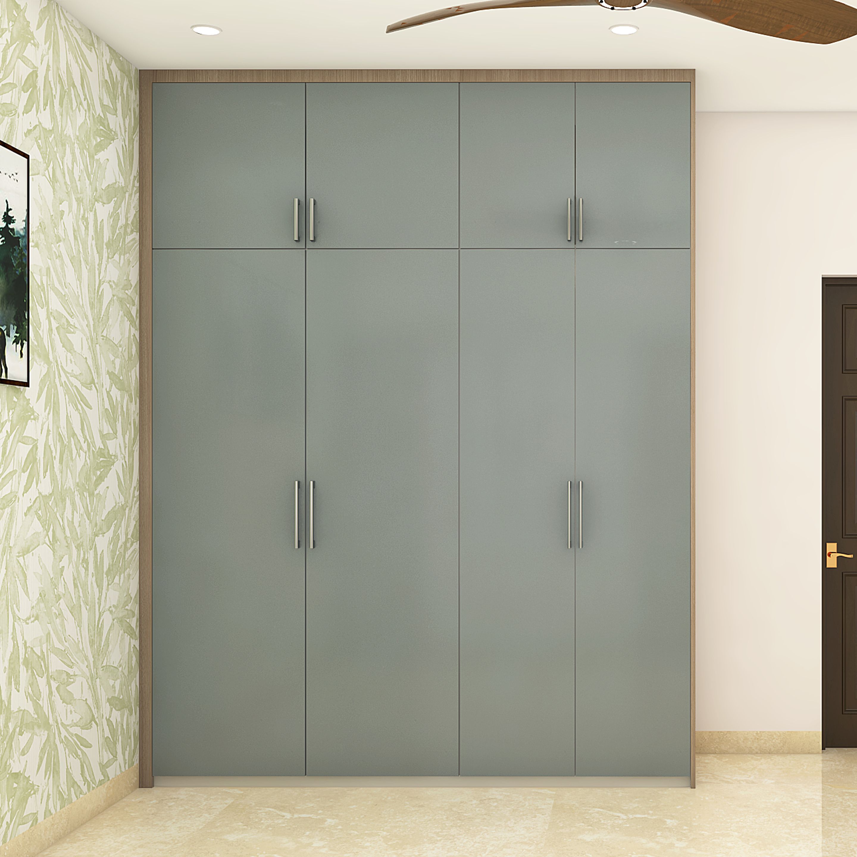 Modern Monochromatic Wardrobe Design With Open Hinges | Livspace