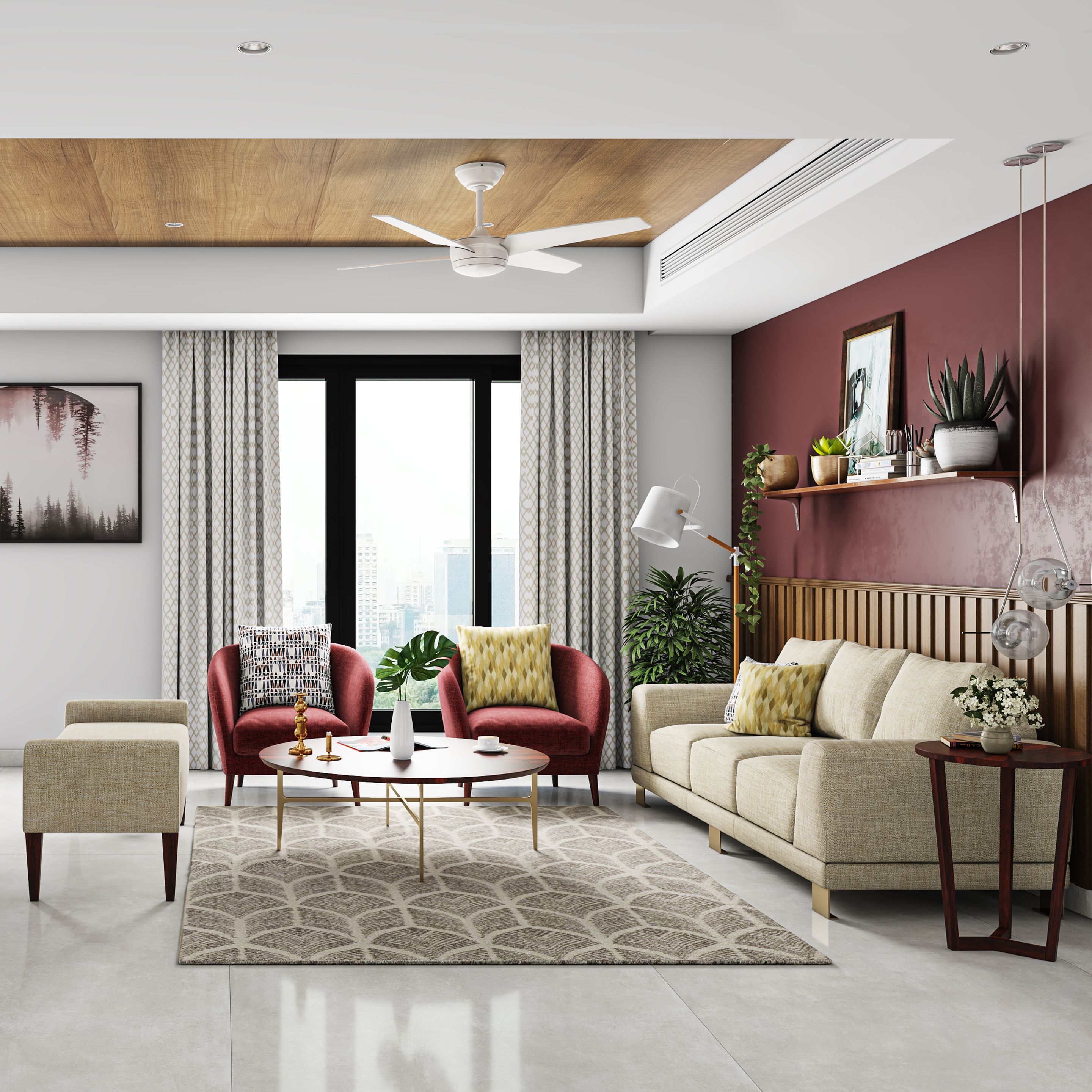 Modern Ceilin Design With Paint And Laminate | Livspace