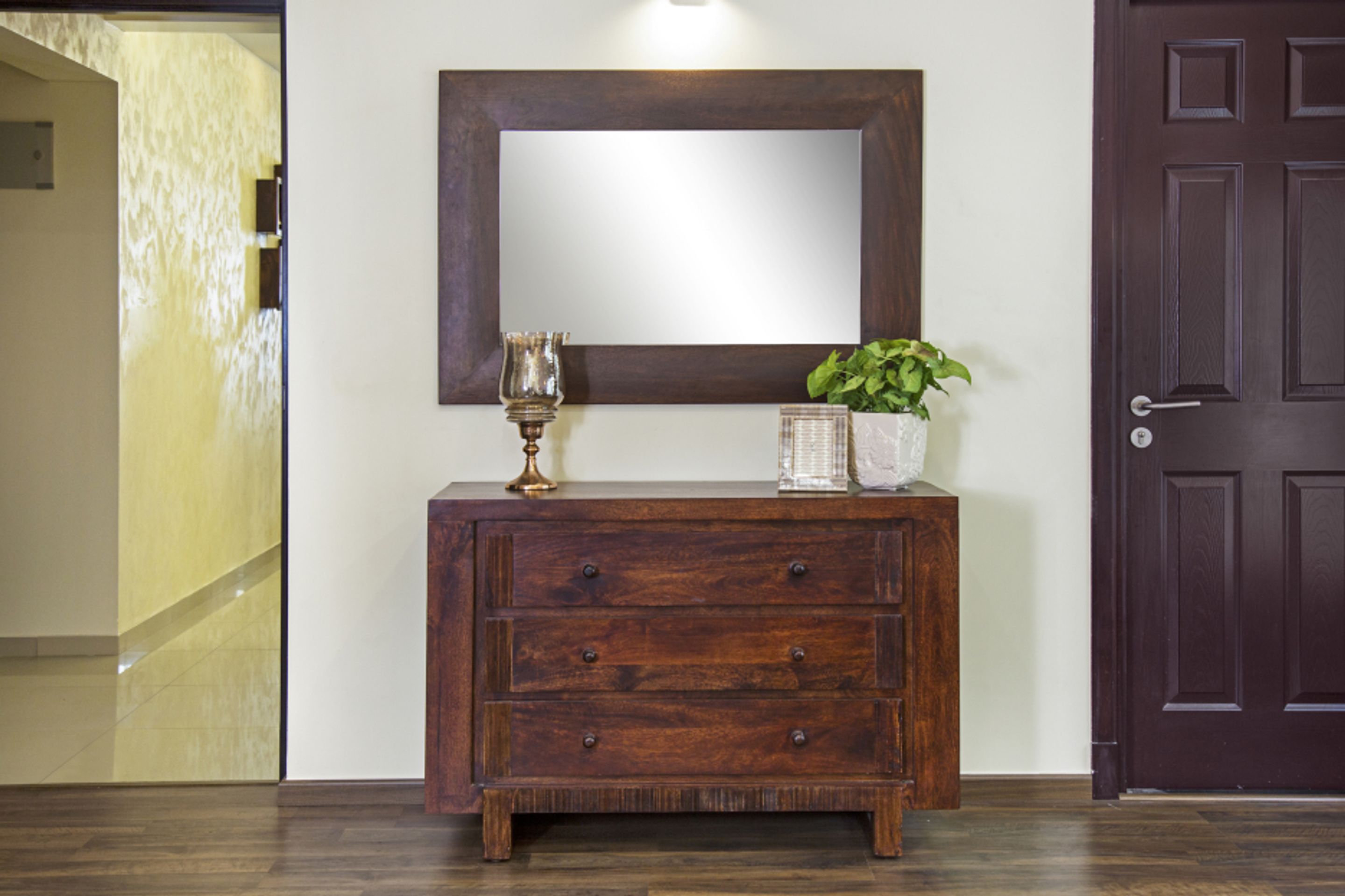 Spacious Classic Foyer Design With Wooden Interiors | Livspace