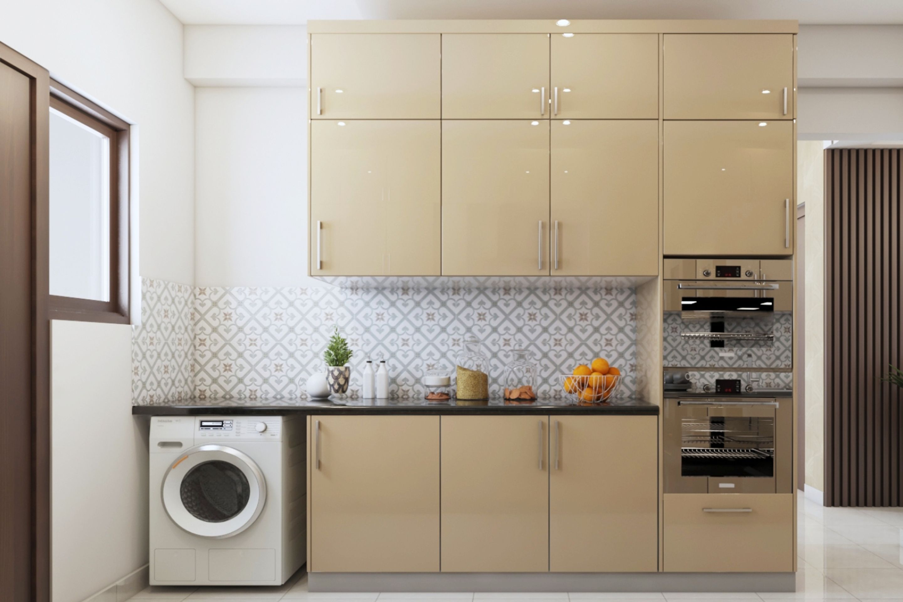 Irish Cream-Toned Indian Kitchen Design With Parallel Layout | Livspace