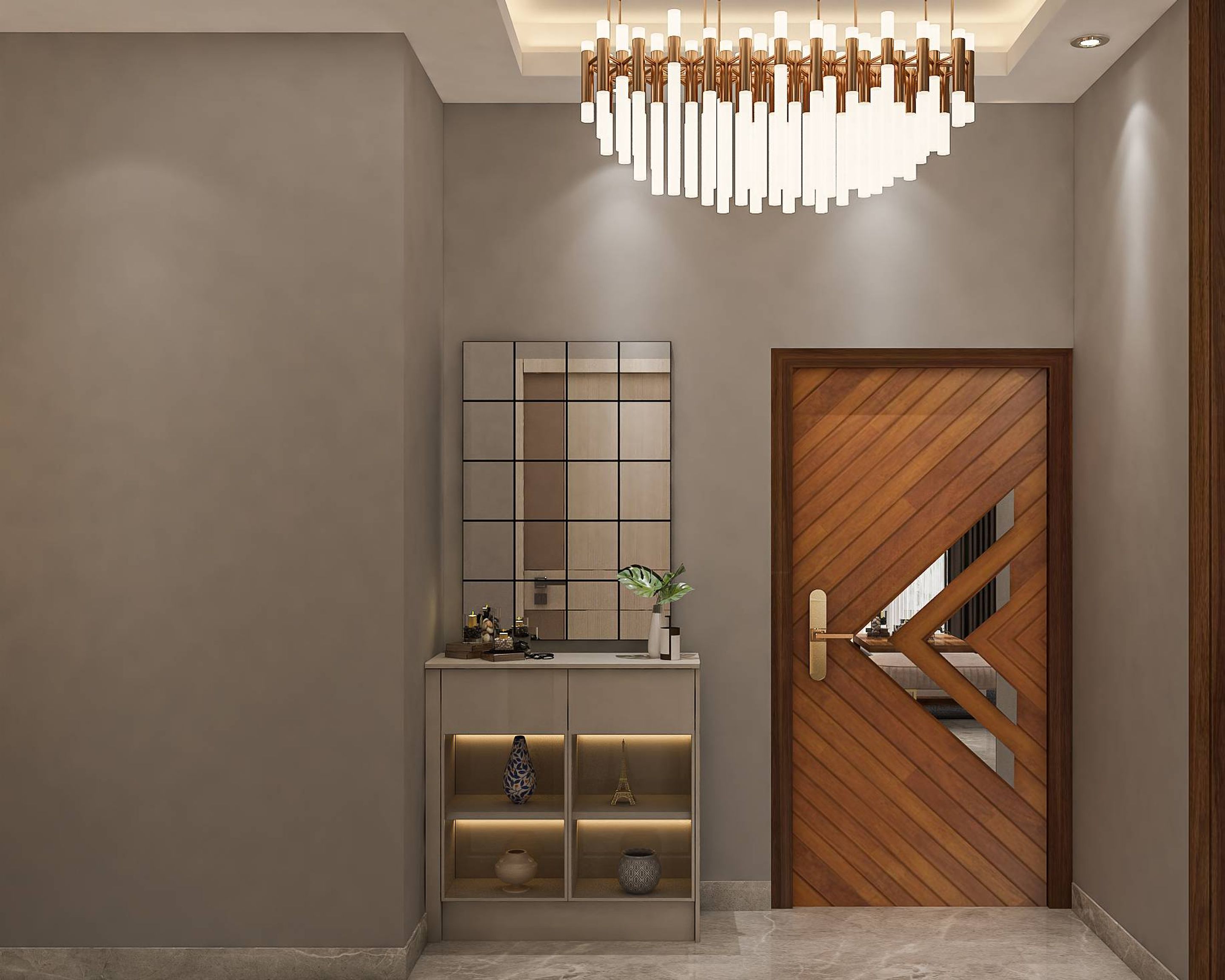 Foyer Design With A Glossy Laminate Finish | Livspace