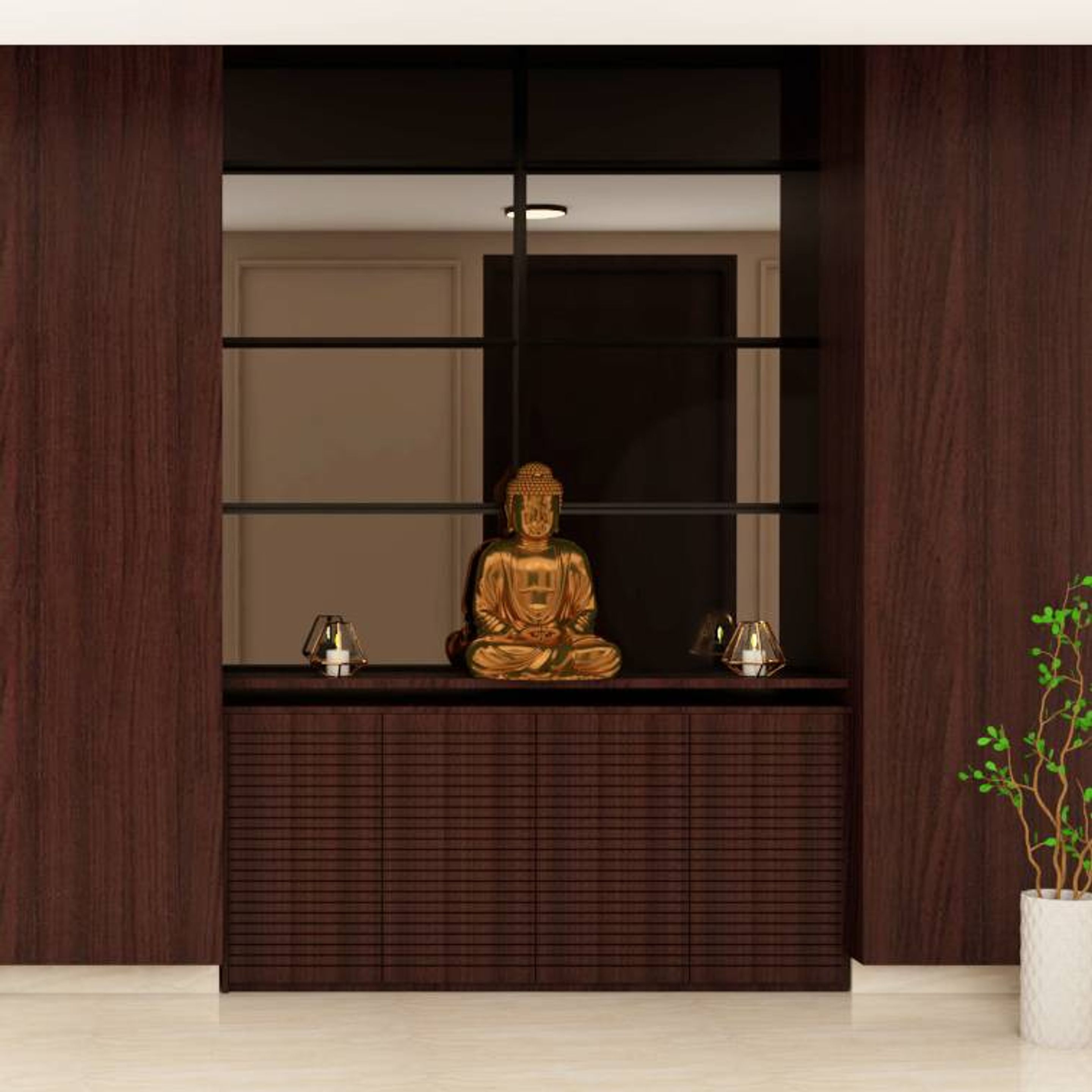 Traditional Foyer Design with Ample Storage | Livspace