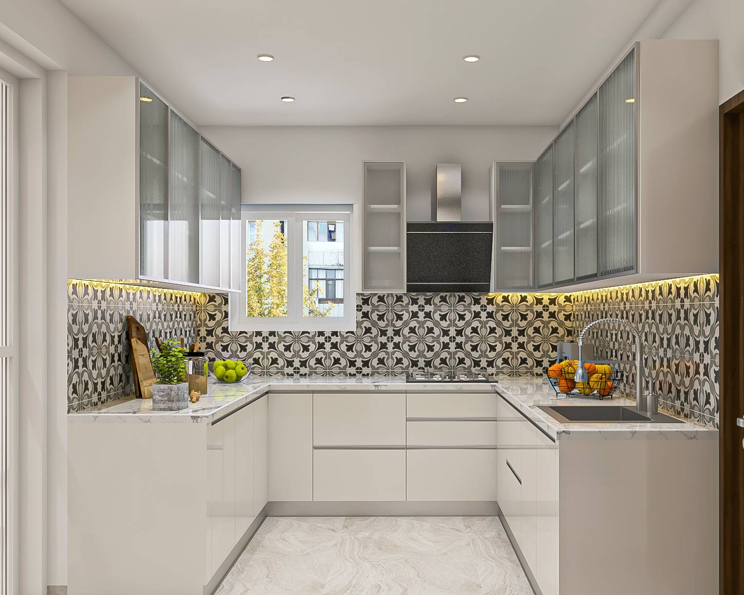 Spacious U-Shaped Modular Kitchen Design | Livspace