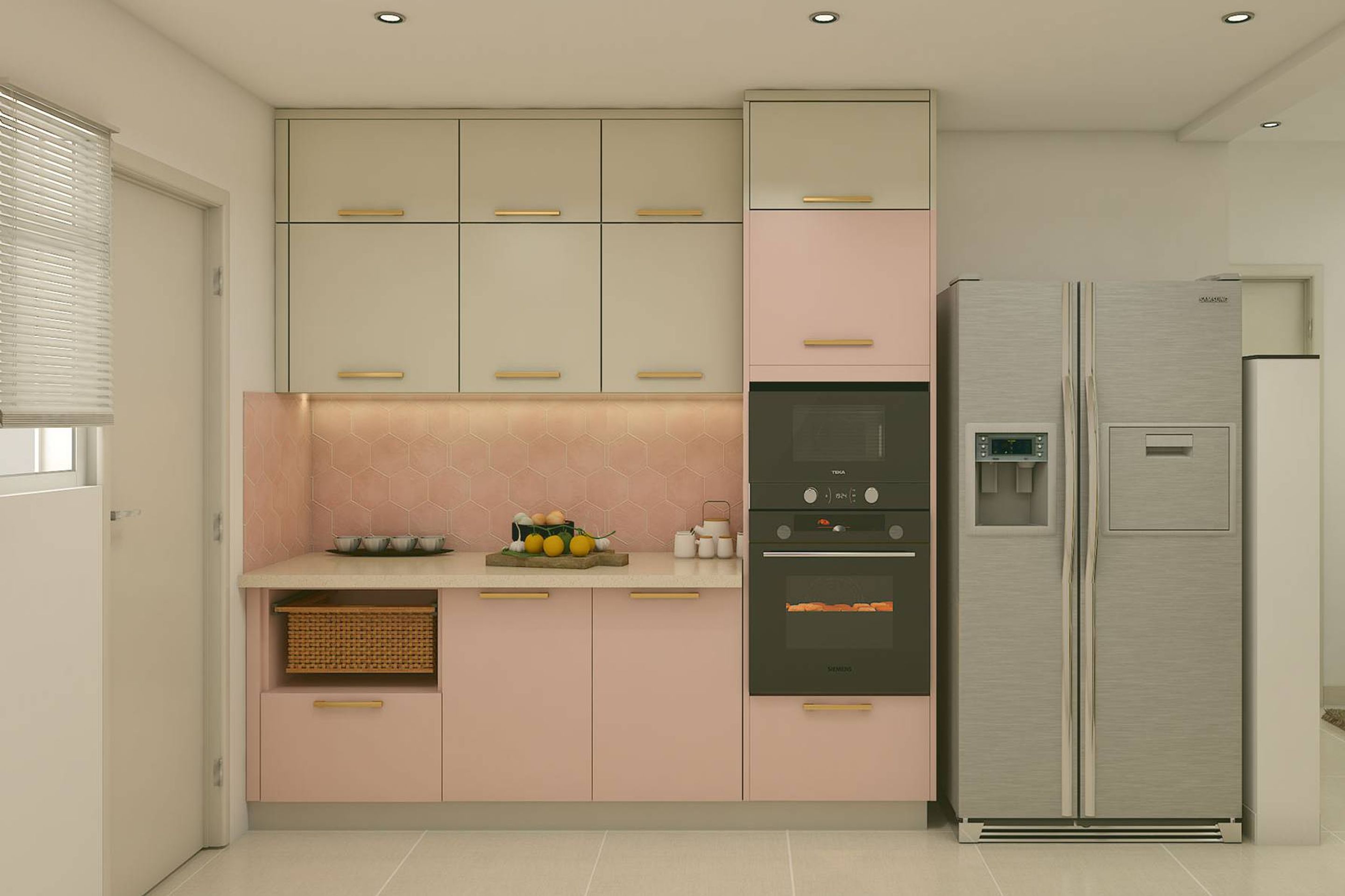 Parallel Kitchen Design With Wall-Mounted Spice Racks | Livspace