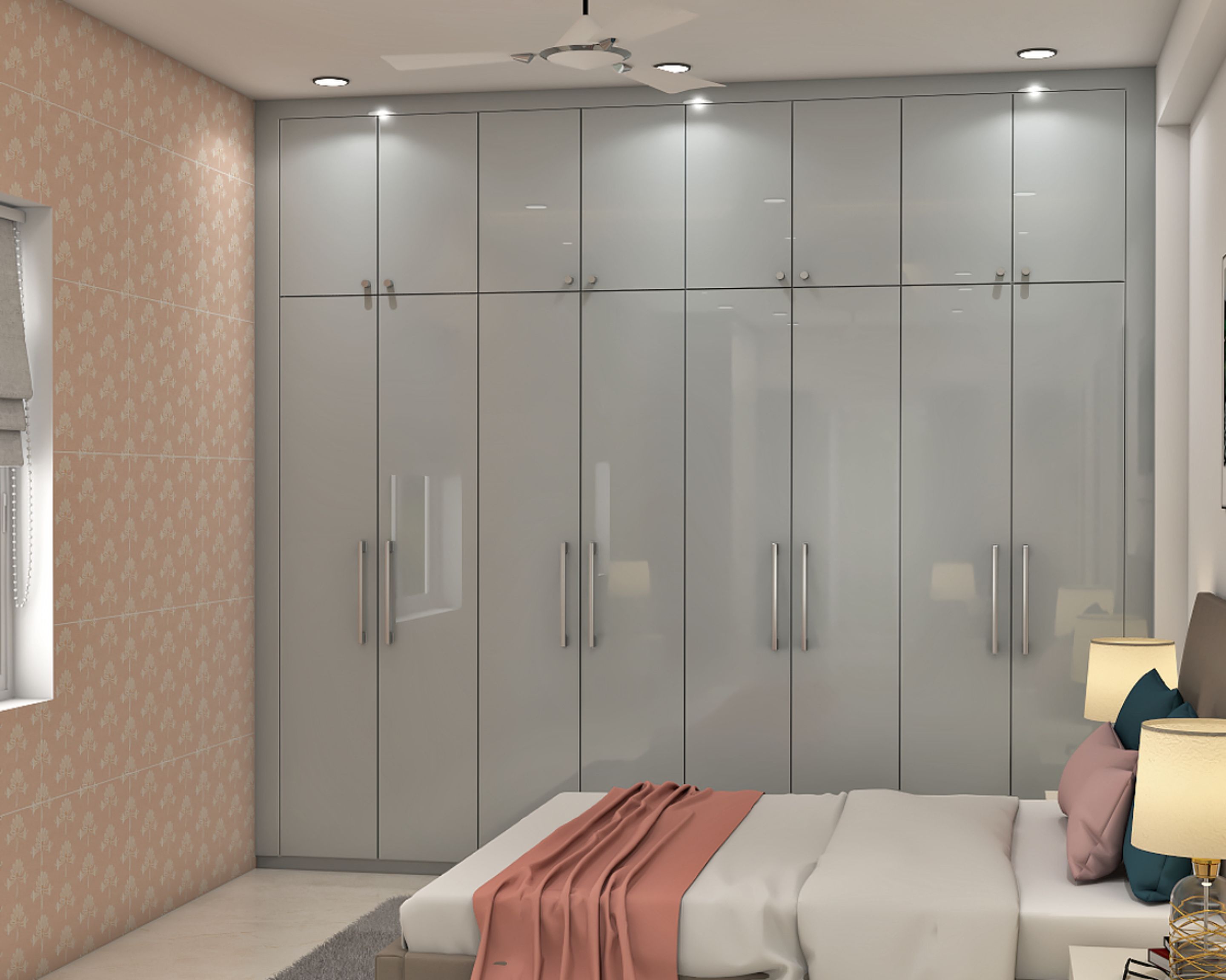 Grey And White Compact Swing Wardrobe Design | Livspace