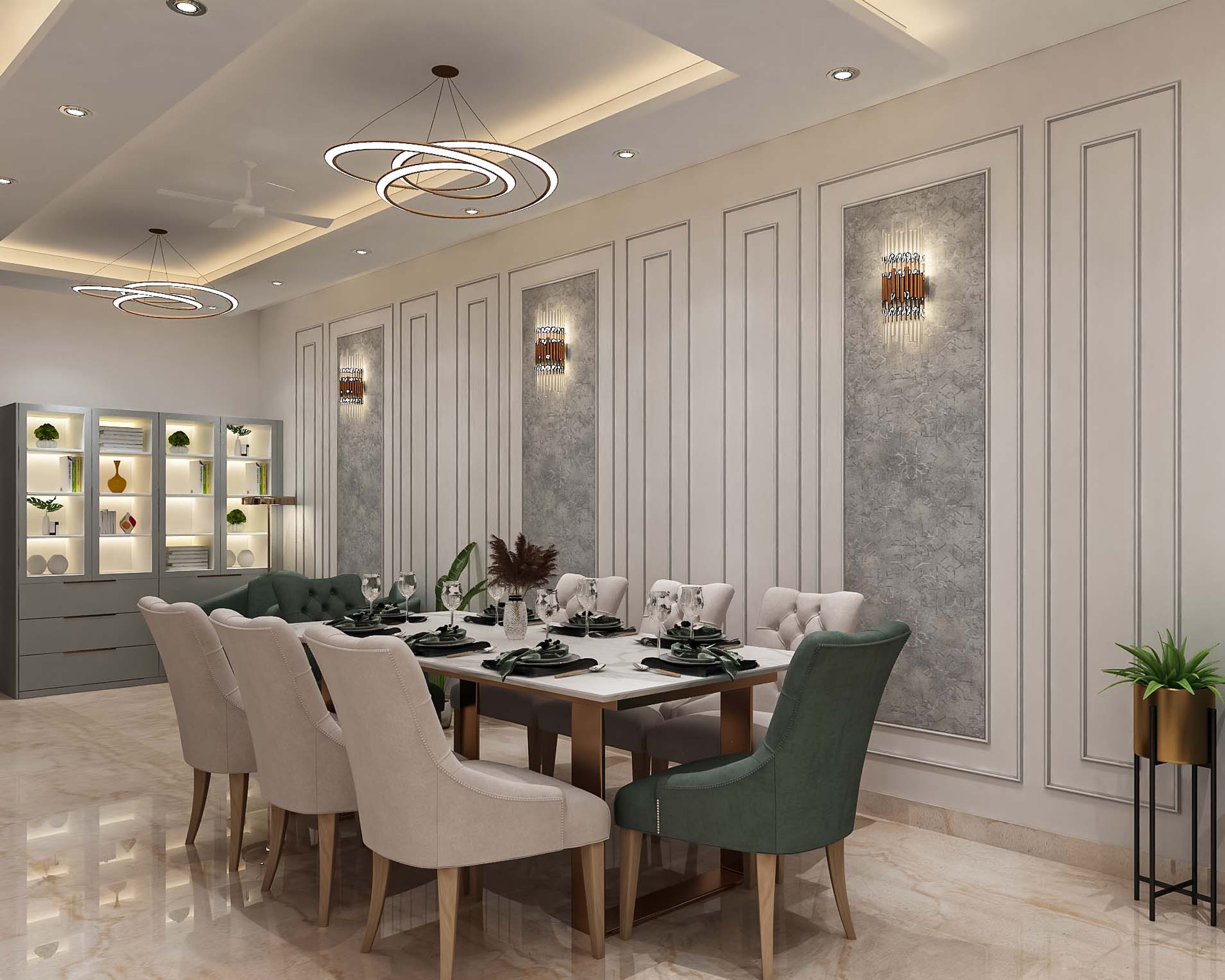 Single-Layered Gypsum Ceiling Design With Recessed Lights | Livspace