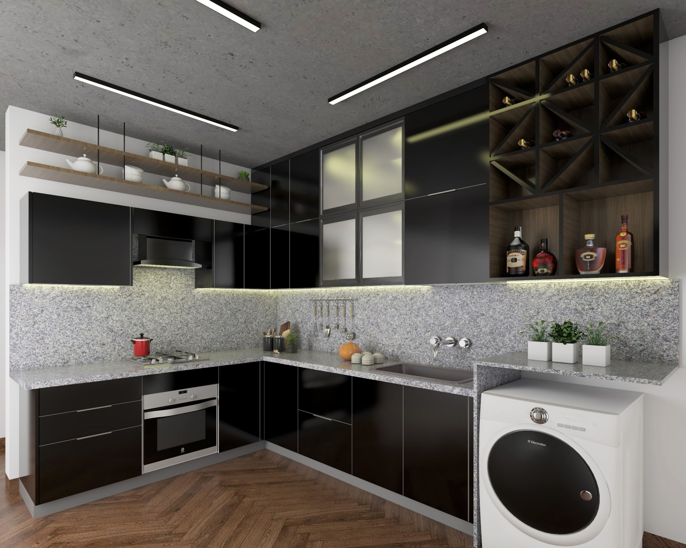 Single Layered Ceiling Design With Linear Lights | Livspace