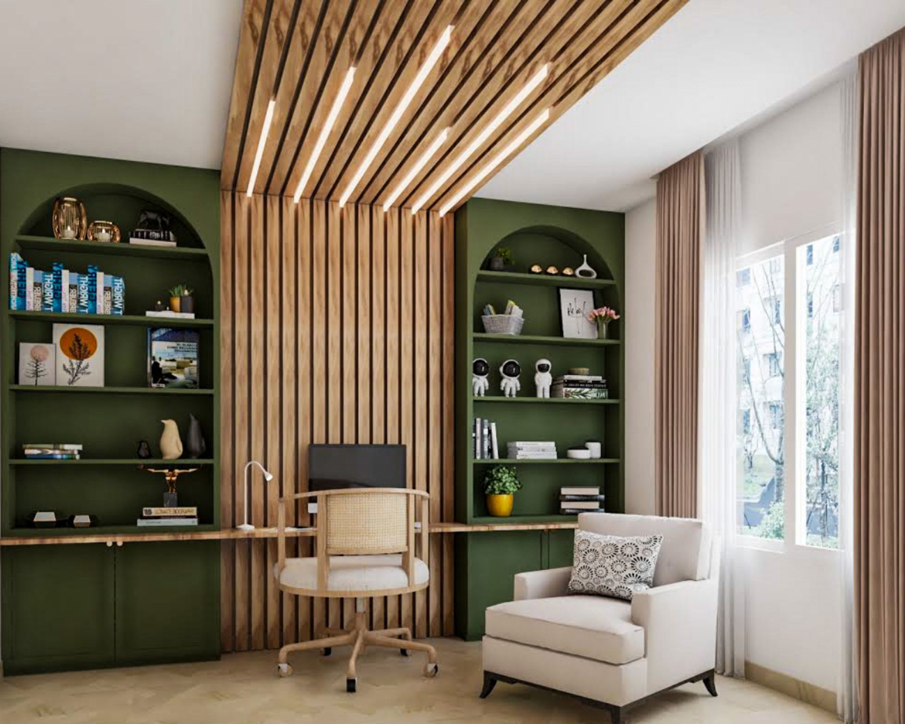 Single-Layered Wooden Rectangular Ceiling Design | Livspace